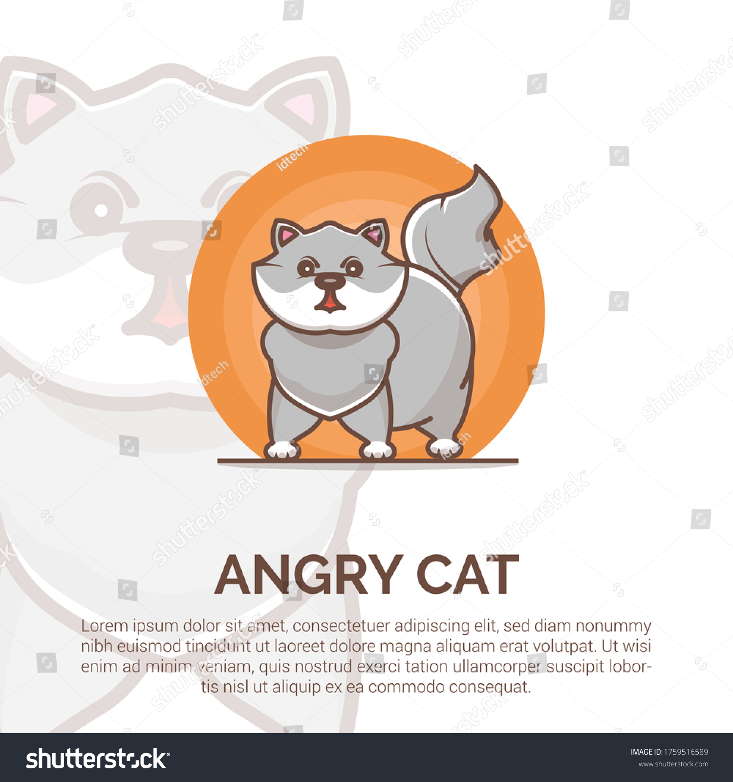 Cute Angry Cat Logo Template Stock Vector (Royalty Free) 1759516589