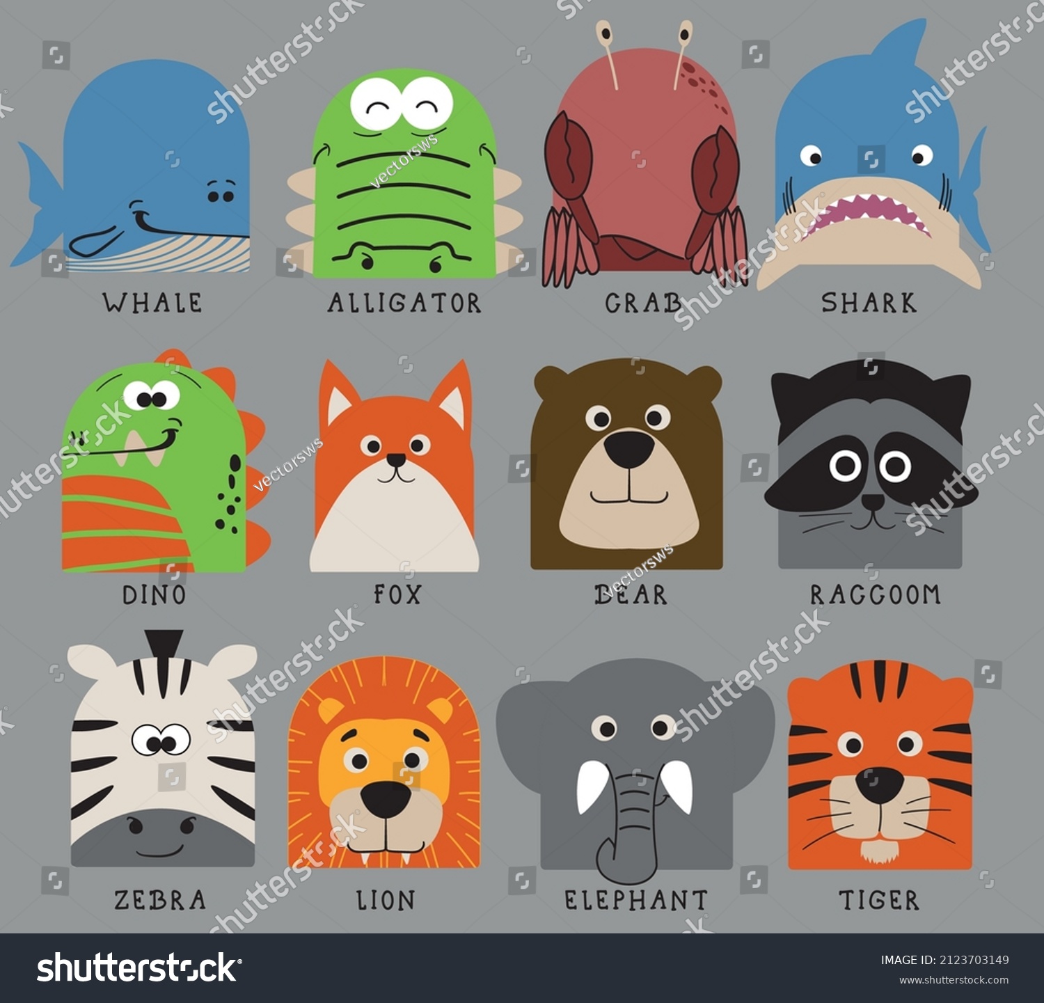 Cute Animal Characters Vector Drawing Stock Vector (Royalty Free ...