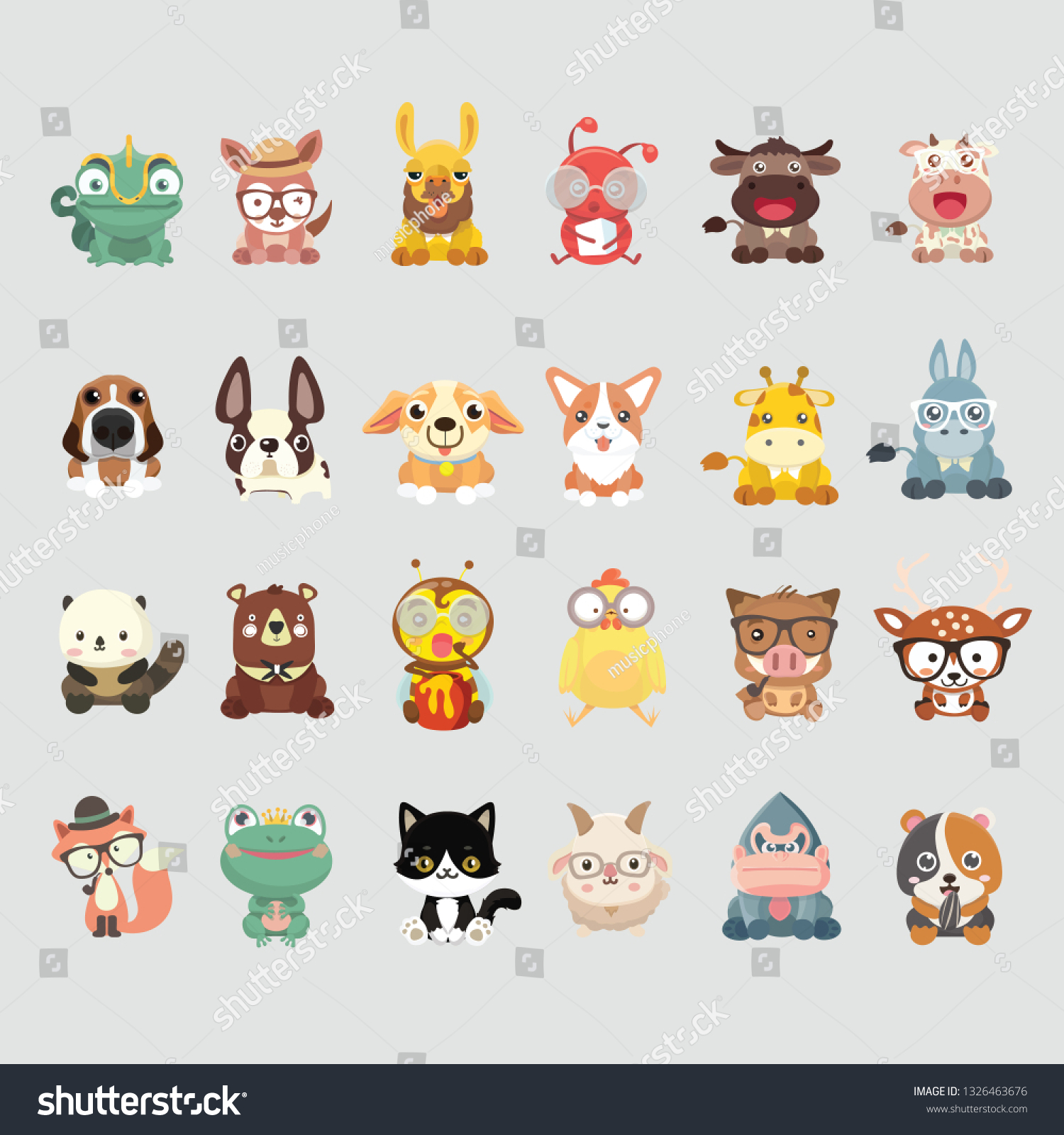 Cute Animal Collection Stock Vector (Royalty Free) 1326463676