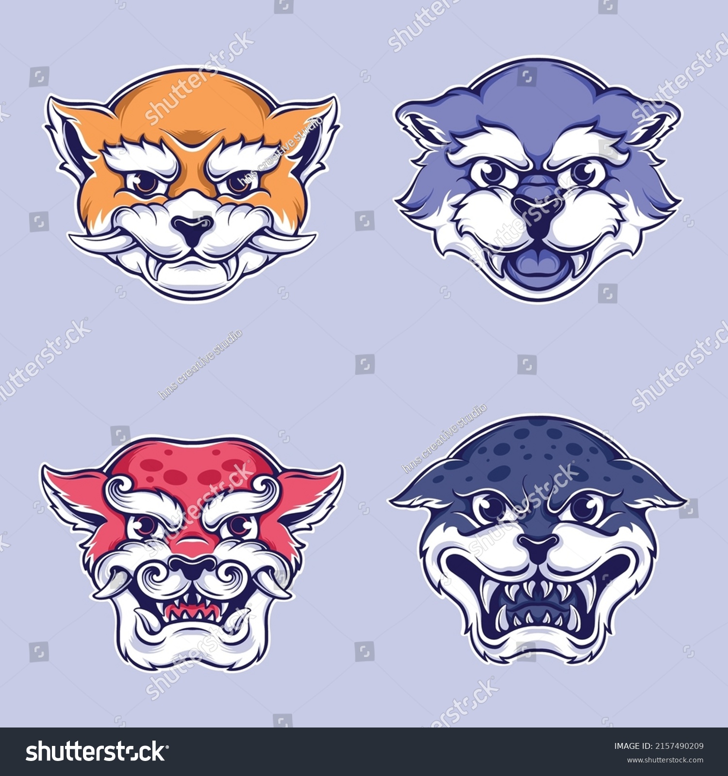 Cute Animal Mask Vector Set Stock Vector (Royalty Free) 2157490209 ...