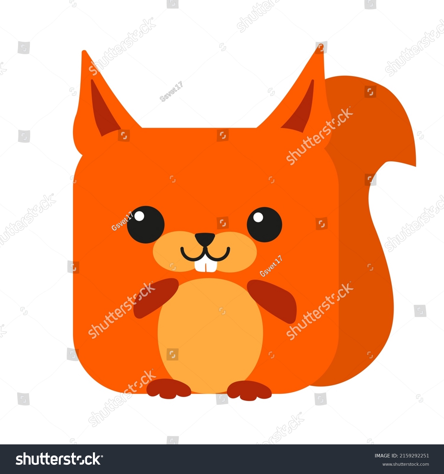 Cute Animal Square Face Vector Flat Stock Vector (Royalty Free ...
