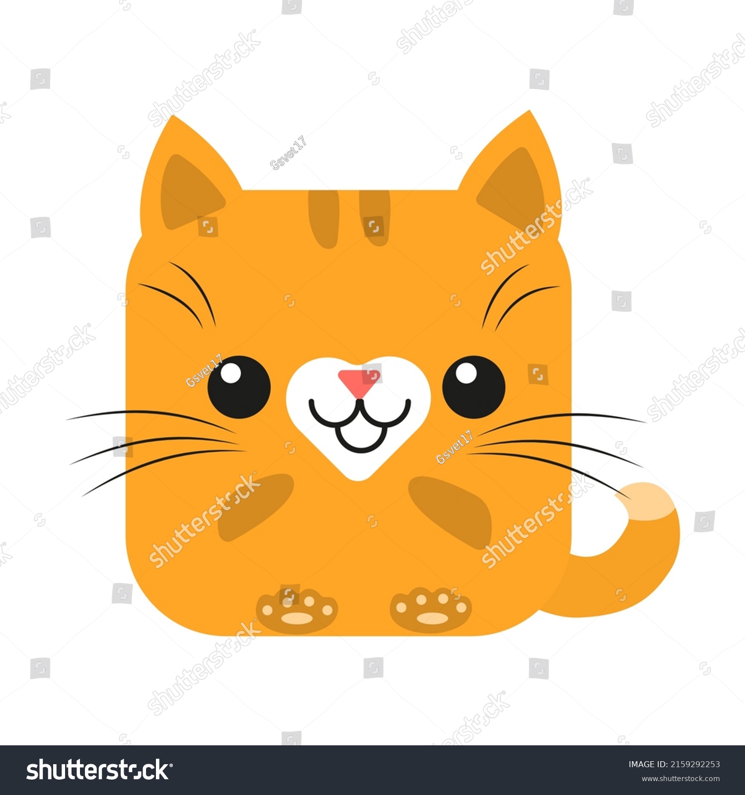 Cute Animal Square Face Vector Flat Stock Vector (Royalty Free ...