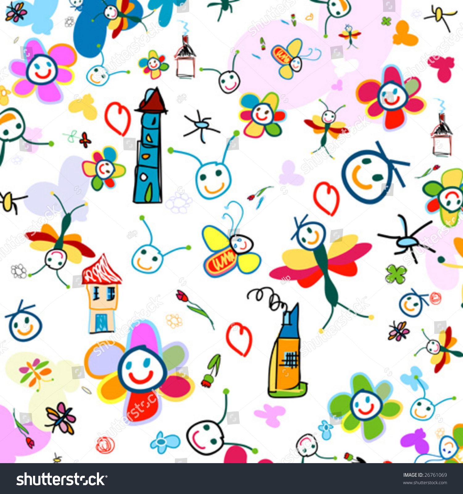 Cute Animalsbackground Kids Stock Vector 26761069 - Shutterstock