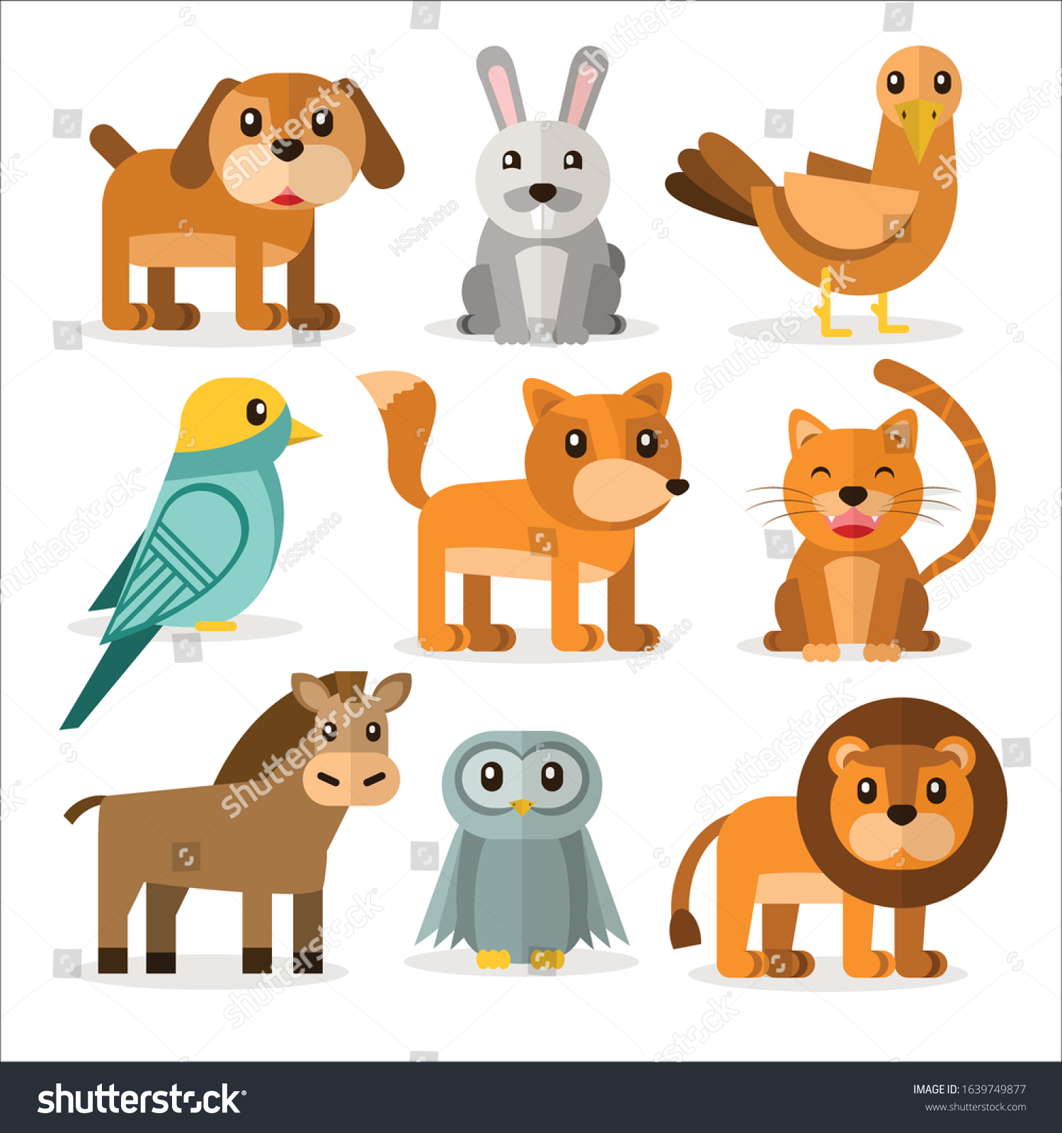 Cute Animals Cartoon Illustrator Flat Design Stock Vector (Royalty Free ...