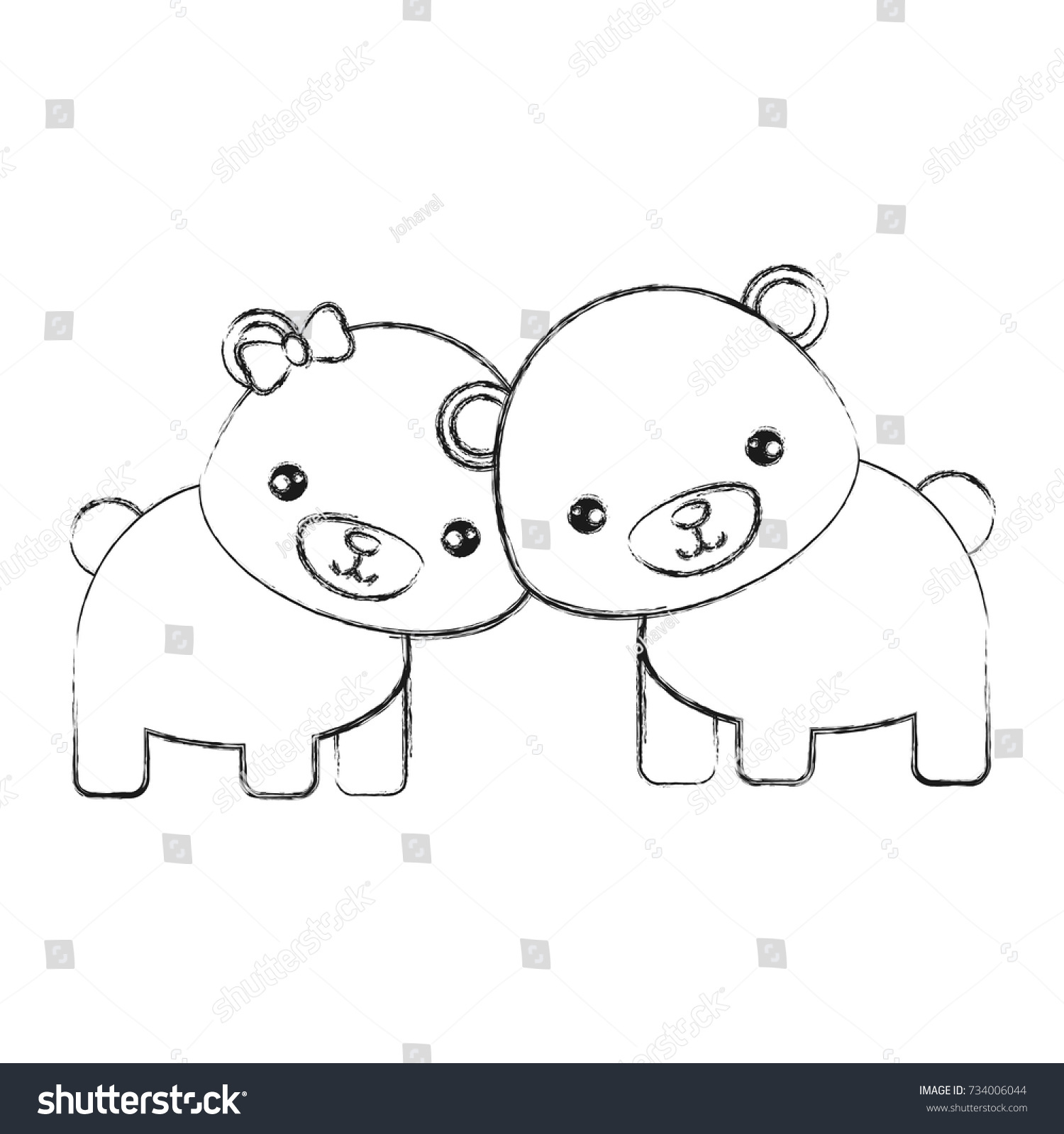 Cute Animals Design Two Bears Stock Vector (Royalty Free) 734006044 ...
