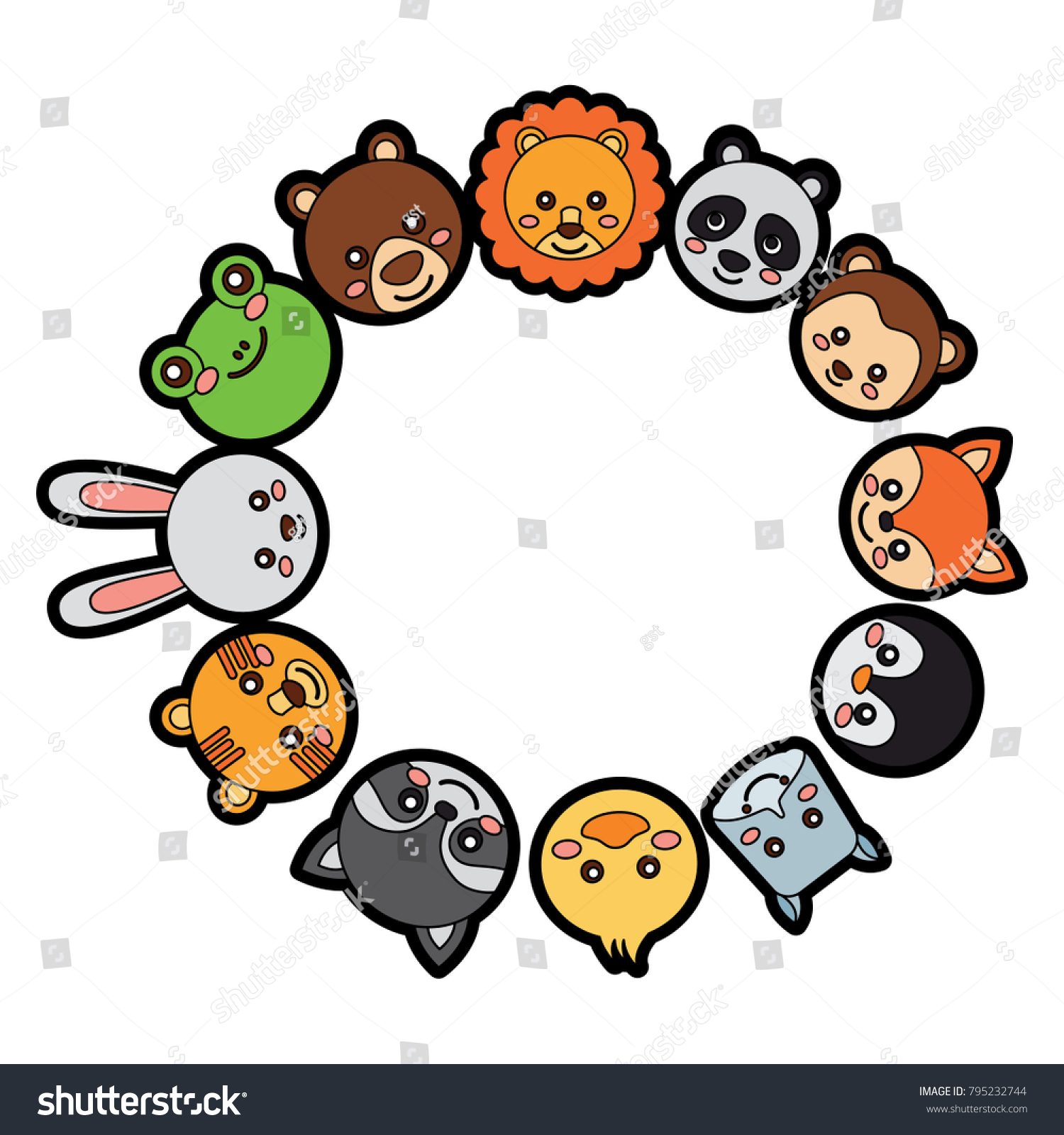 Cute Animals Circle Icon Image Stock Vector (Royalty Free) 795232744 ...