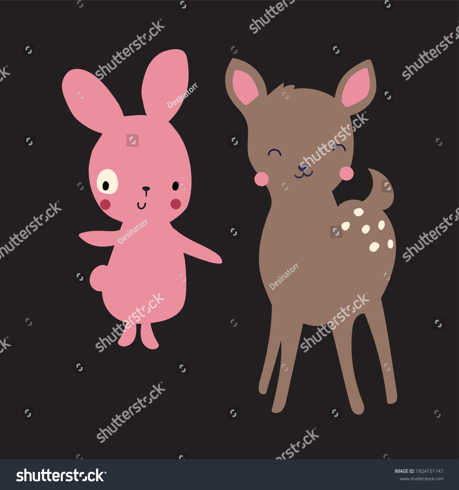 Cute Animals Vector Art Desing Stock Vector (Royalty Free) 1924151147