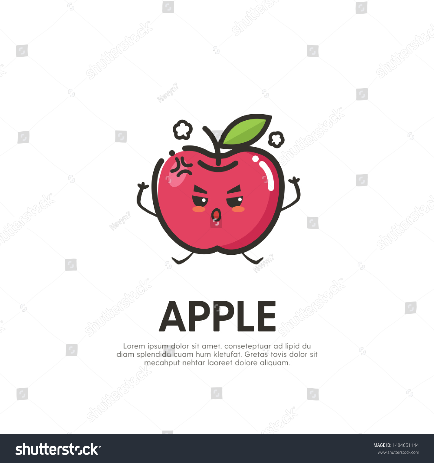 Cute Apple Mascot Logo Design Vector: vector de stock (libre de ...