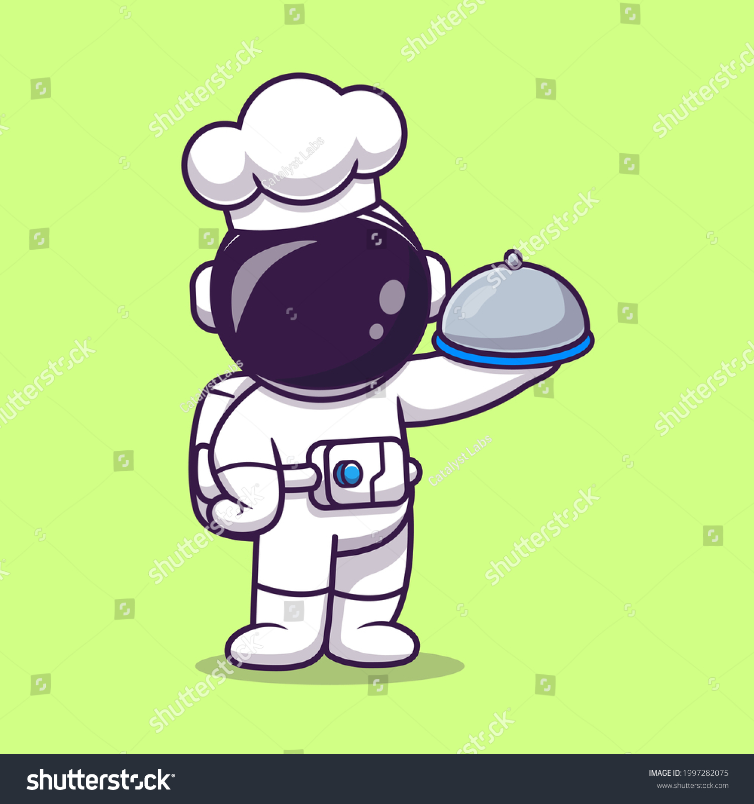 Cute Astronaut Chef Holding Cloche Food Stock Vector (Royalty Free ... Cute Astronaut Chef Holding Cloche Food Stock Vector (Royalty Free ...