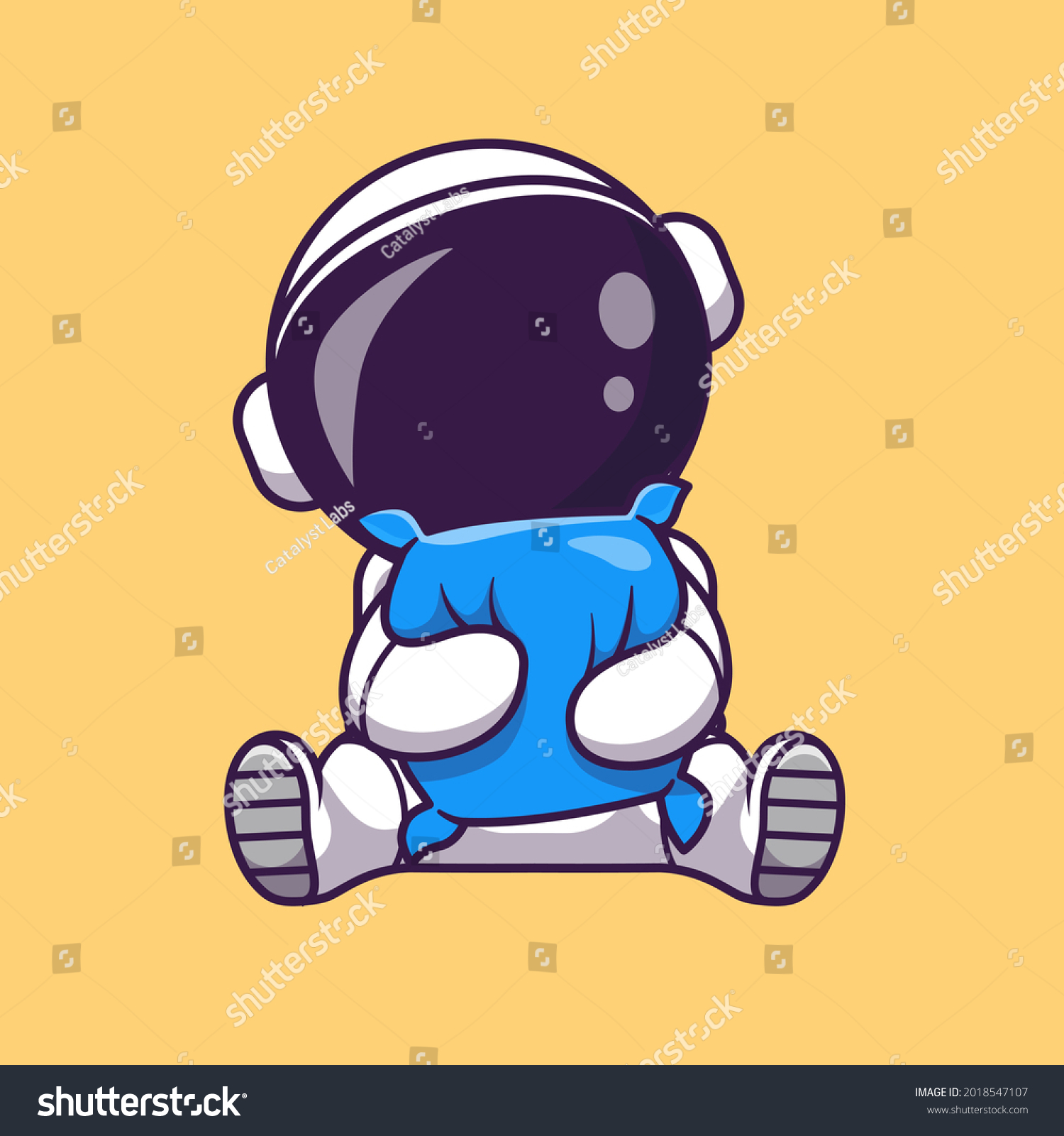 Cute Astronaut Sleeping Pillow Cartoon Vector Stock Vector Royalty