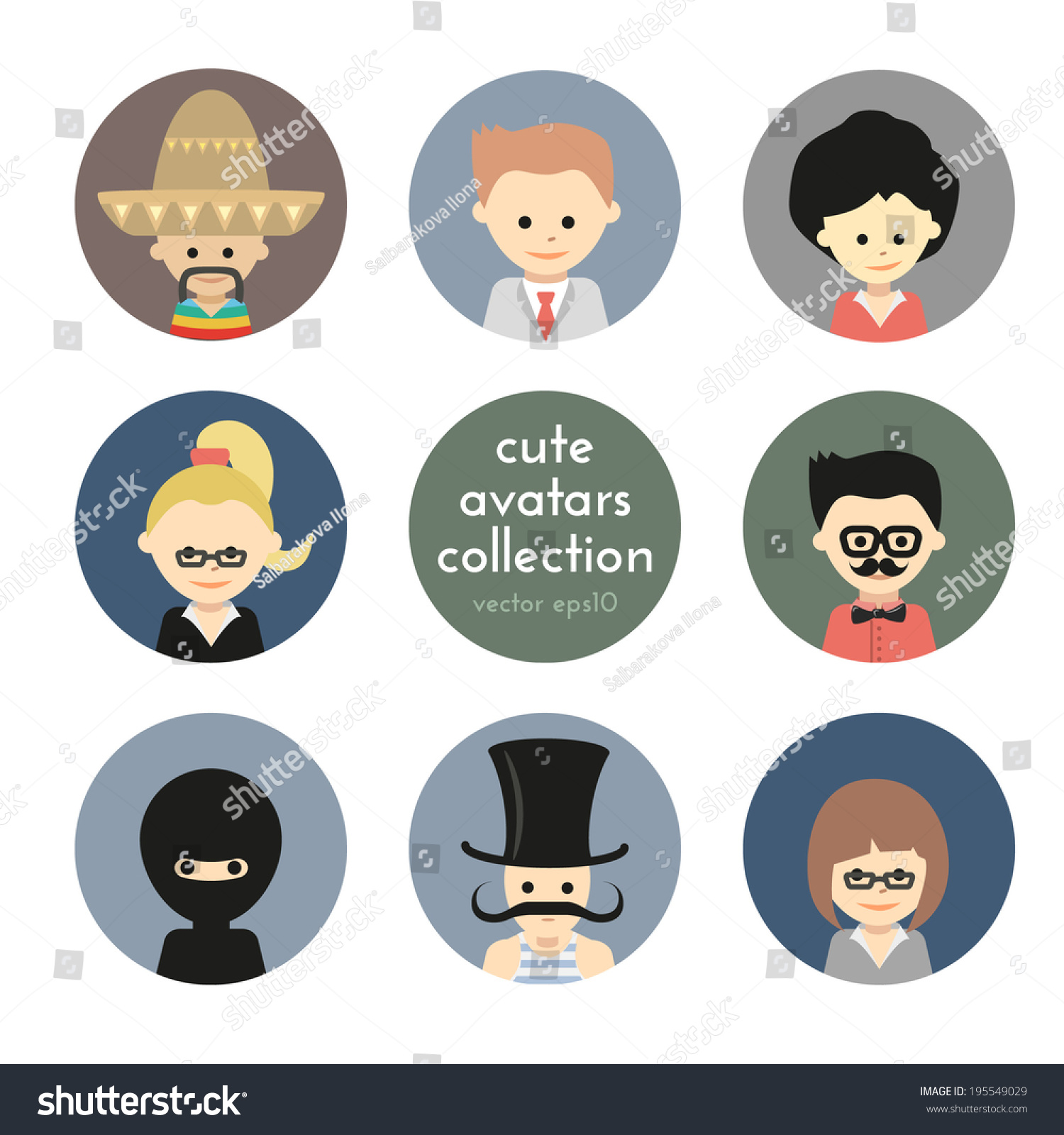 Cute Avatars Collection Vector Eps10 Stock Vector (Royalty Free ...