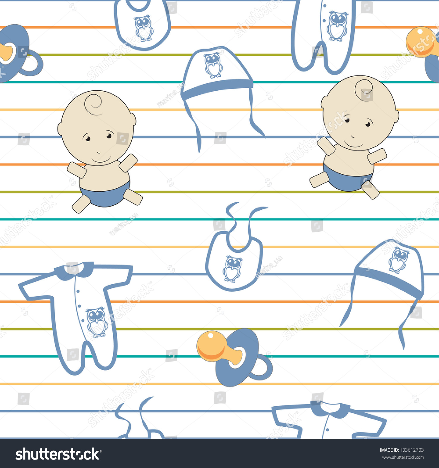 Cute Baby Background Seamless Pattern Vector Stock Vector (Royalty Free ...