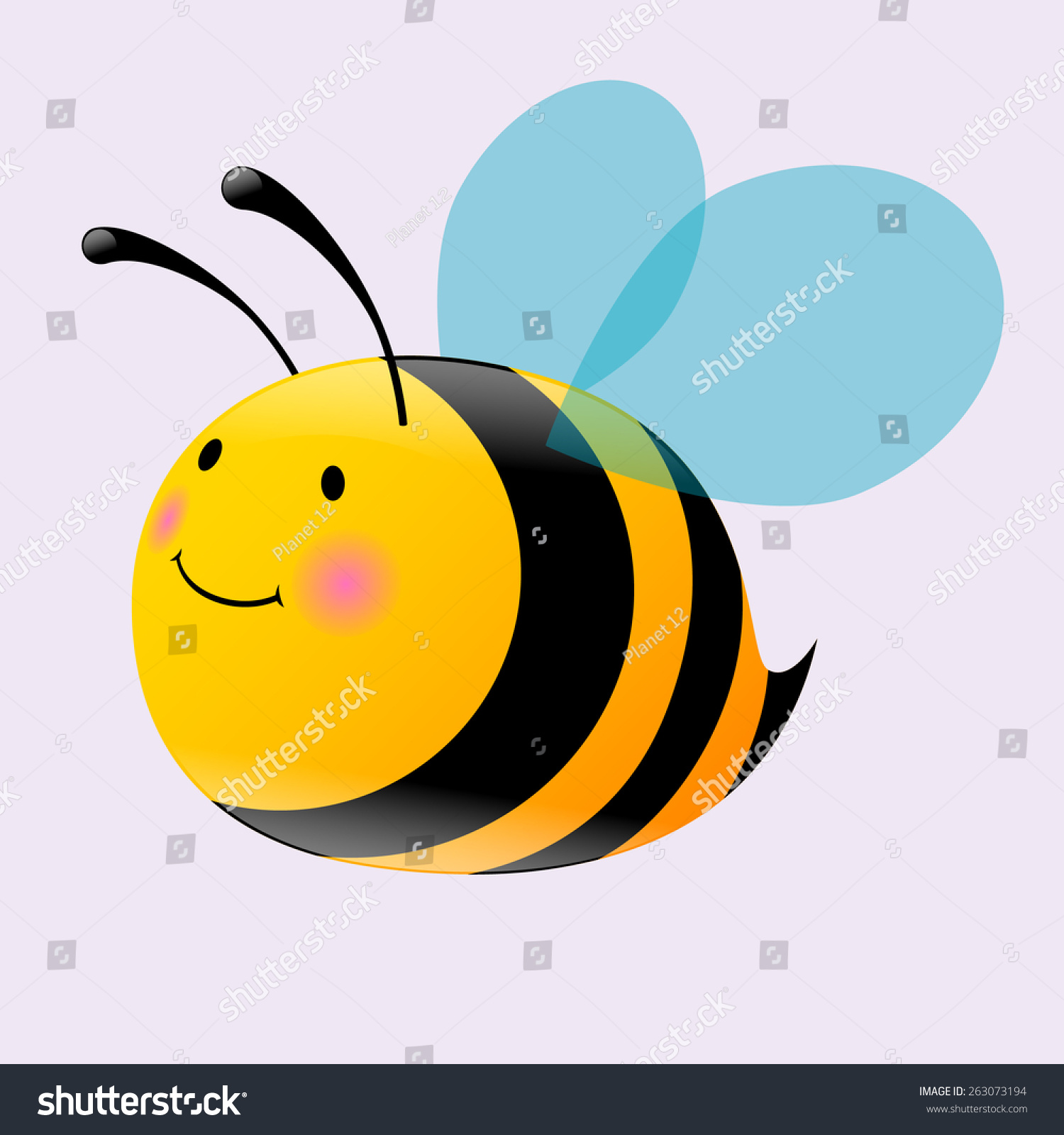 Cute Baby Bee Stock Vector (Royalty Free) 263073194