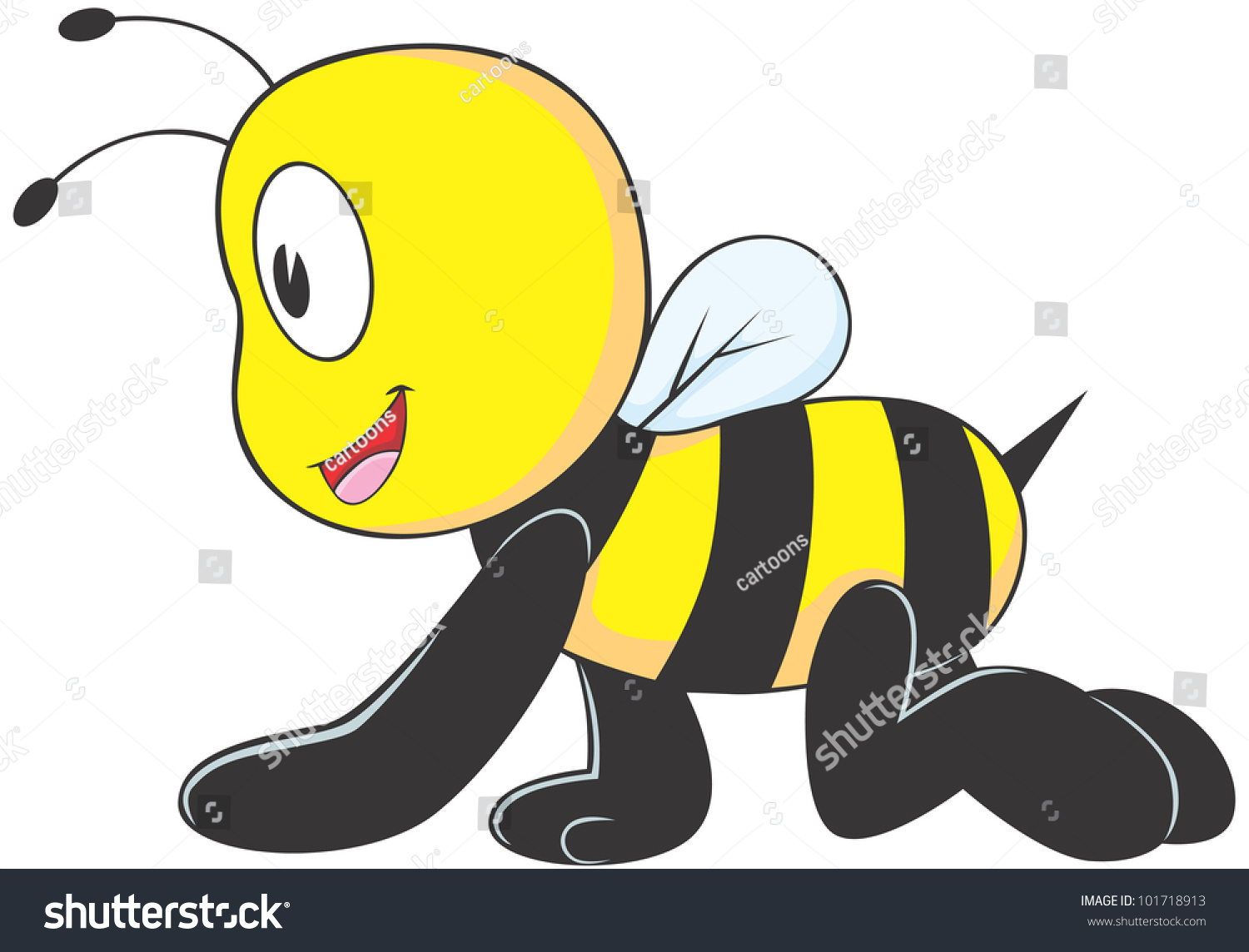 Cute Baby Bee Crawling Stock Vector (Royalty Free) 101718913 | Shutterstock