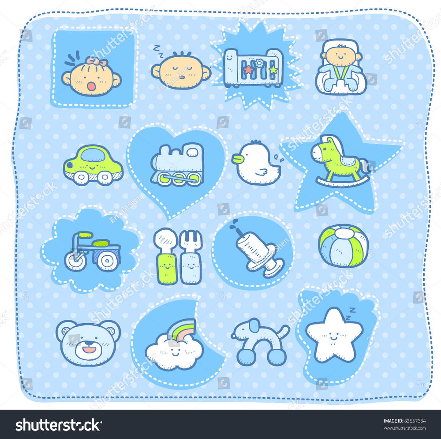 Cute Baby Elements Vector Illustration: vector de stock (libre de ...