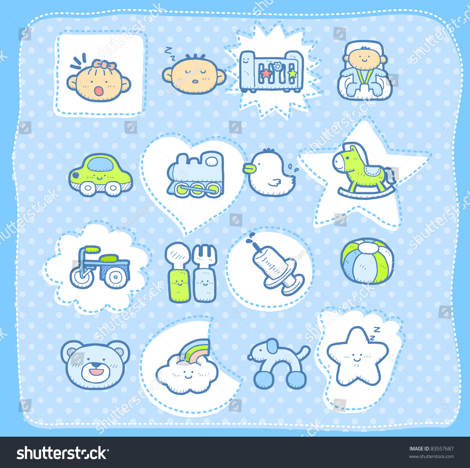 Cute Baby Elements Vector Illustration: vector de stock (libre de ...