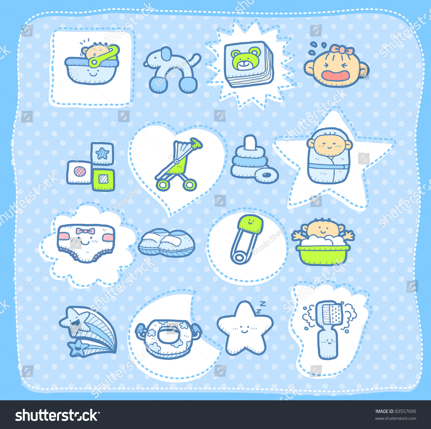 Cute Baby Elements Vector Illustration: vector de stock (libre de ...