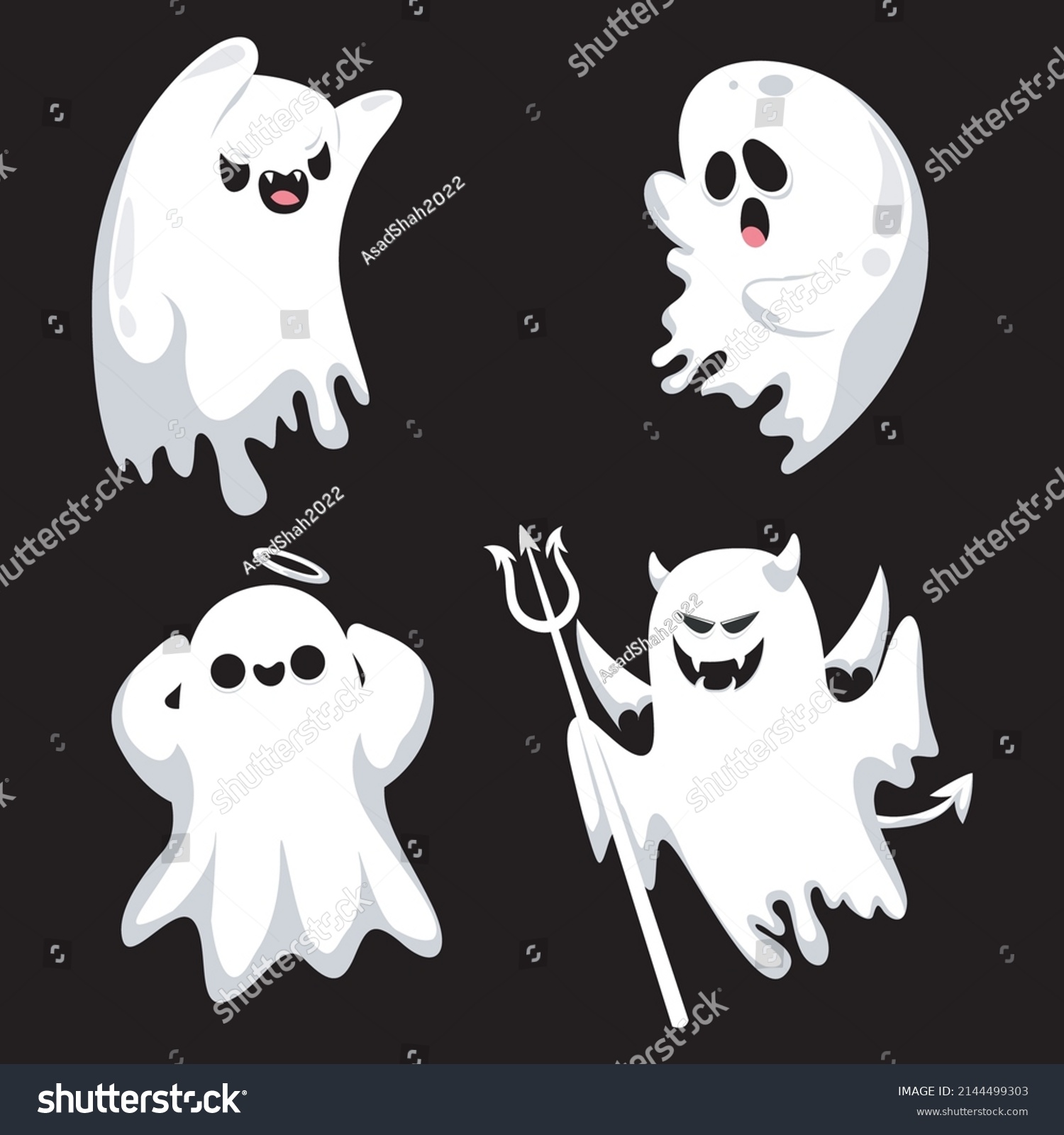 Cute Baby Ghost Illustration Pack Stock Vector (Royalty Free ...