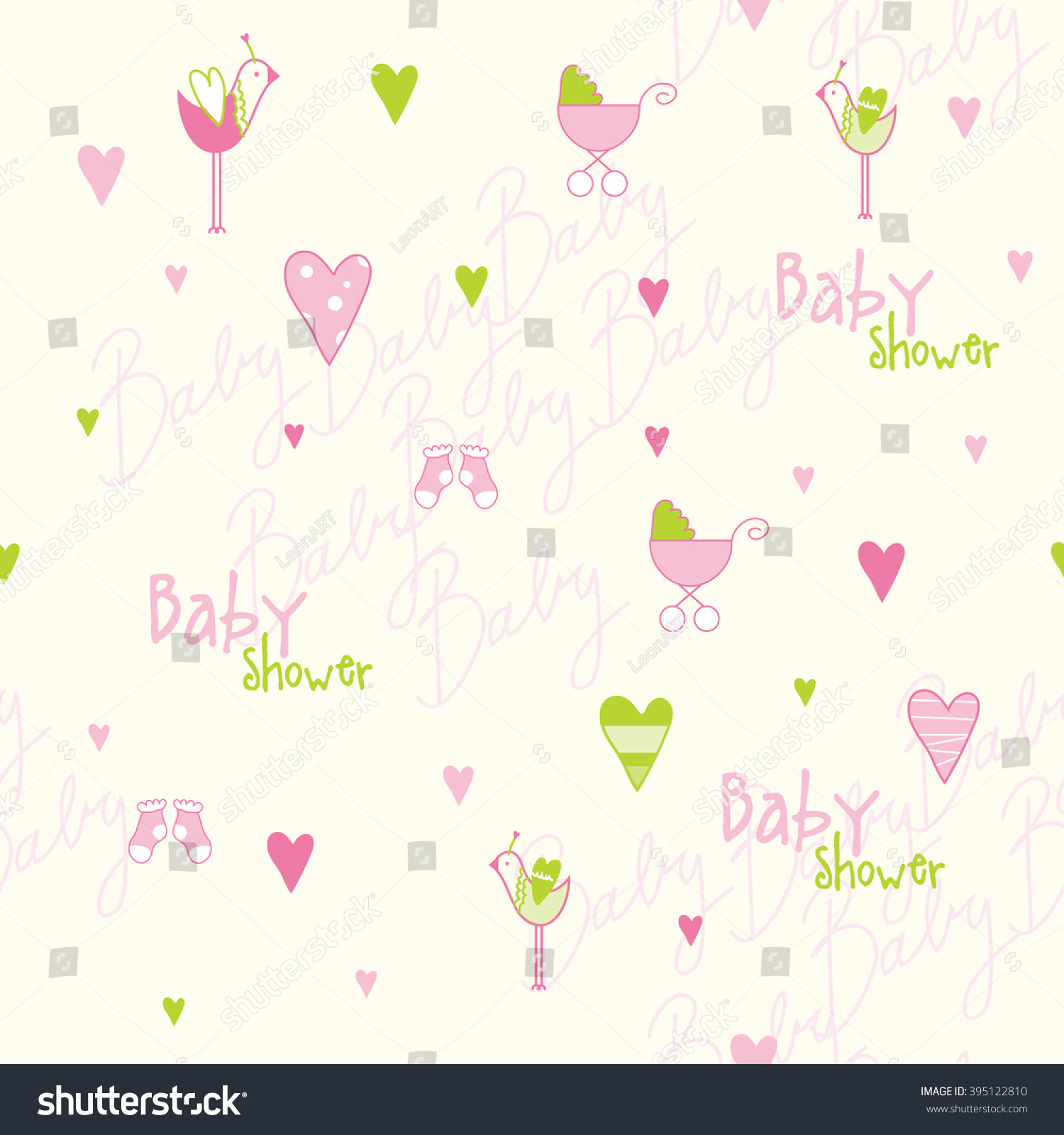Cute Baby Shower Pattern: เวกเตอร์สต็อก (ปลอดค่าลิขสิทธิ์) 395122810 ...