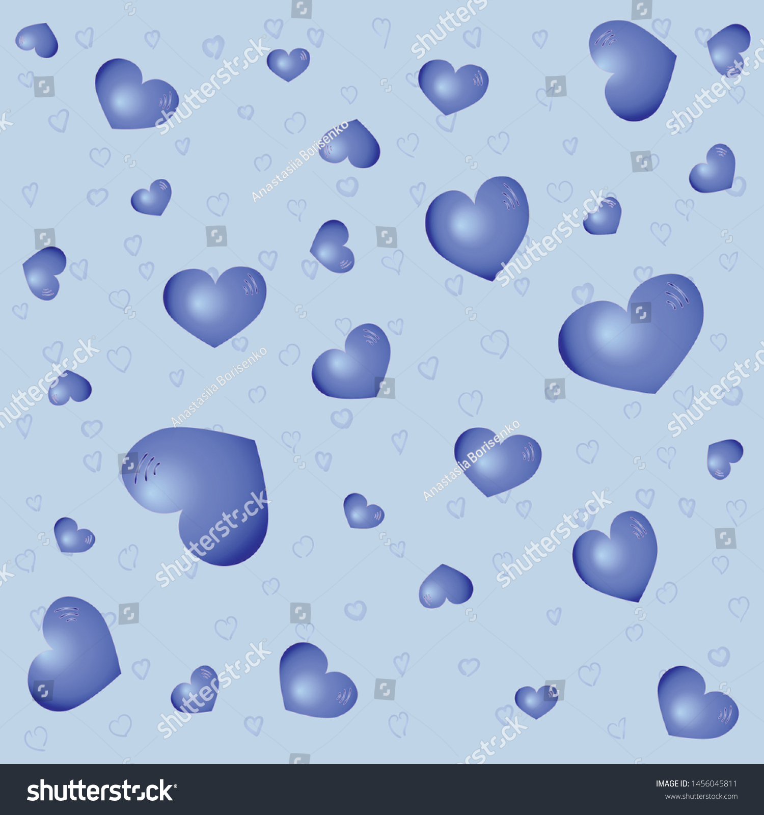 Cute Background Blue Hearts Vector Stock Vector (Royalty Free ...