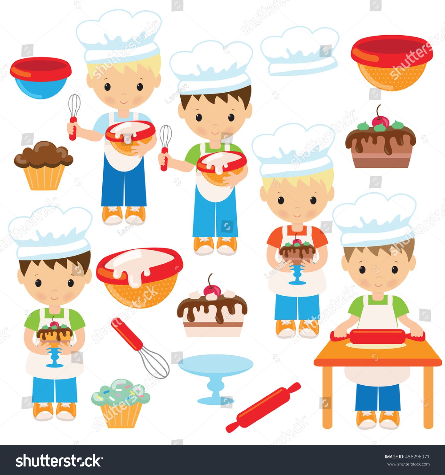 Cute Baker Boy Vector Illustration: vetor stock (livre de direitos ...