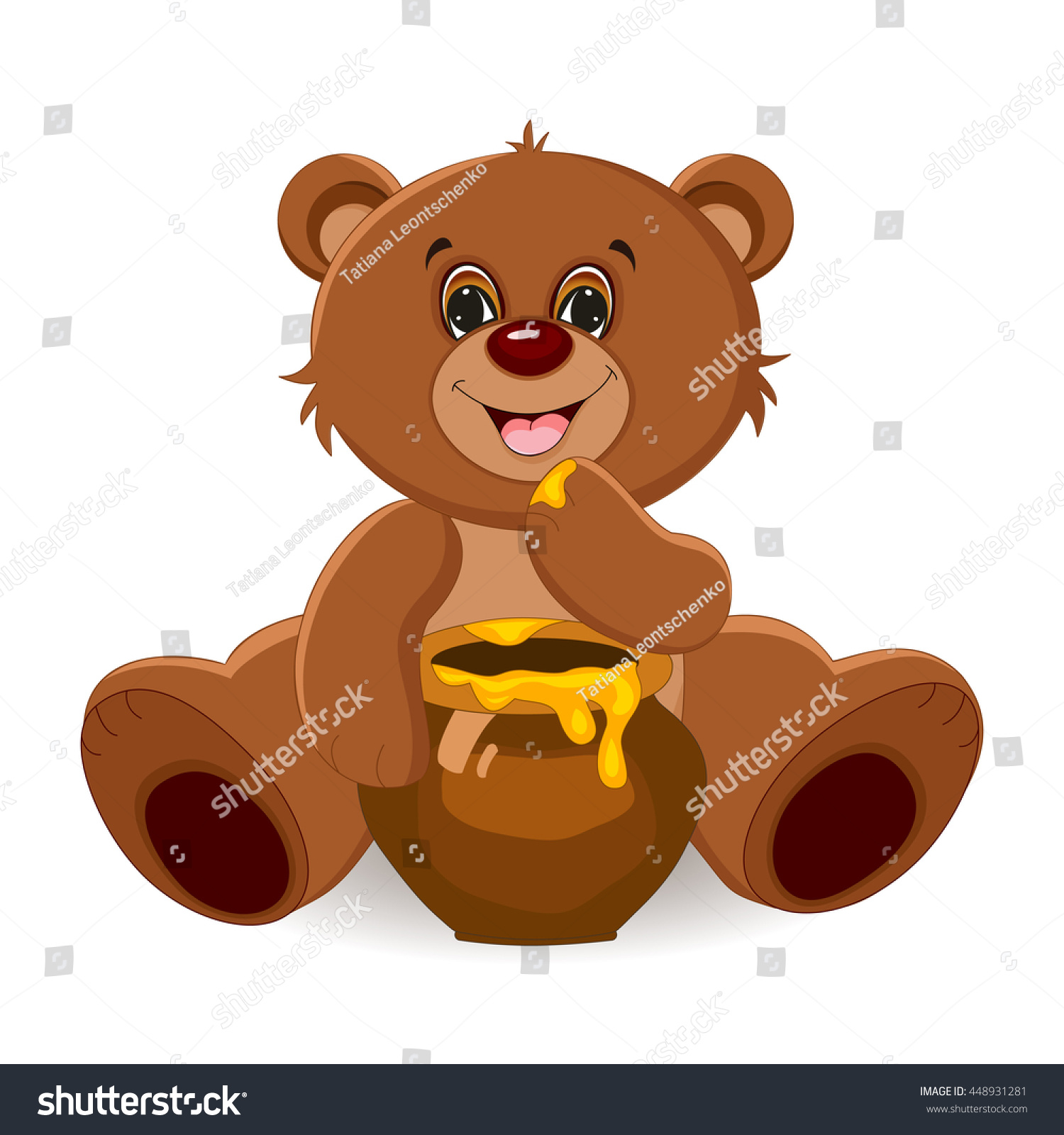 Cute Bear Honey Vector Stock Vector 448931281 - Shutterstock