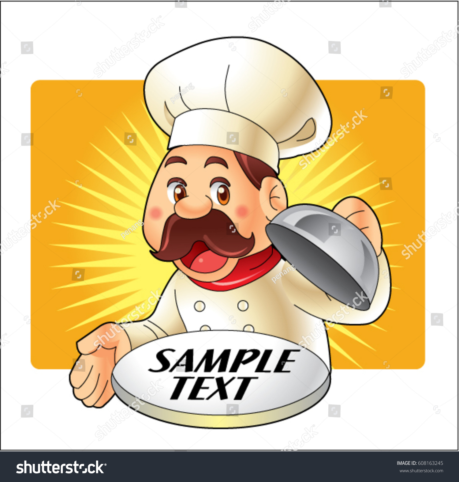 Cute Beard Chef Cartoon Stock Vector (Royalty Free) 608163245