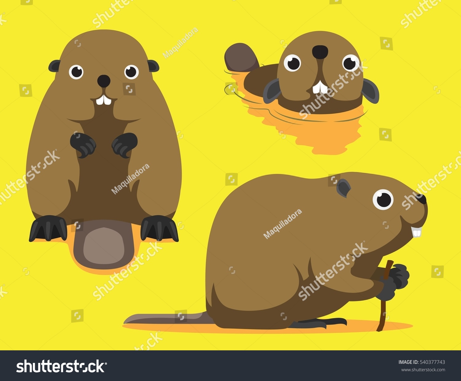 Cute Beaver Cartoon Vector Illustration 库存矢量图（免版税）540377743 | Shutterstock