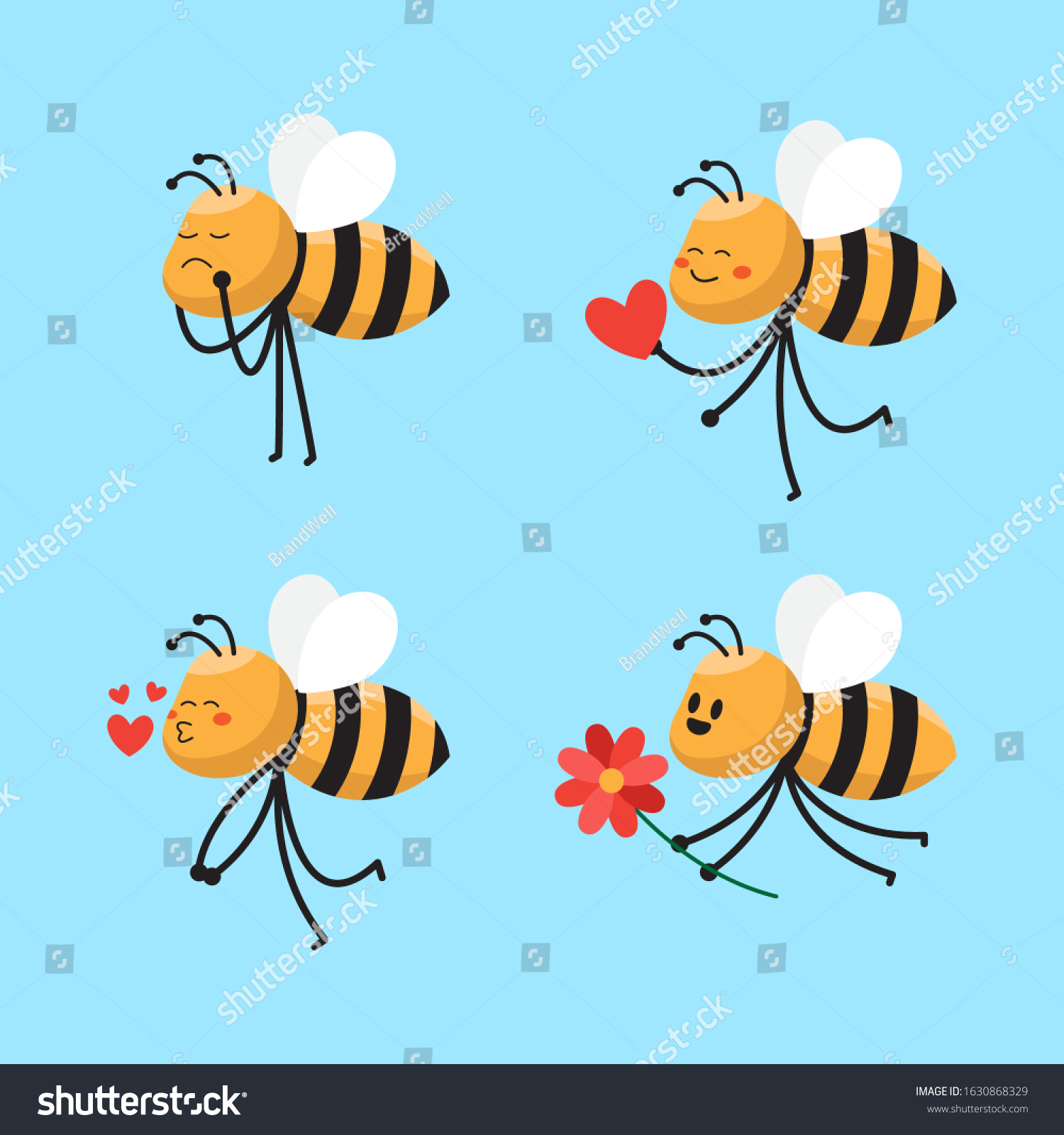 Cute Bee Cartoon Pattern Vector Illustration Stock Vector (Royalty Free ...