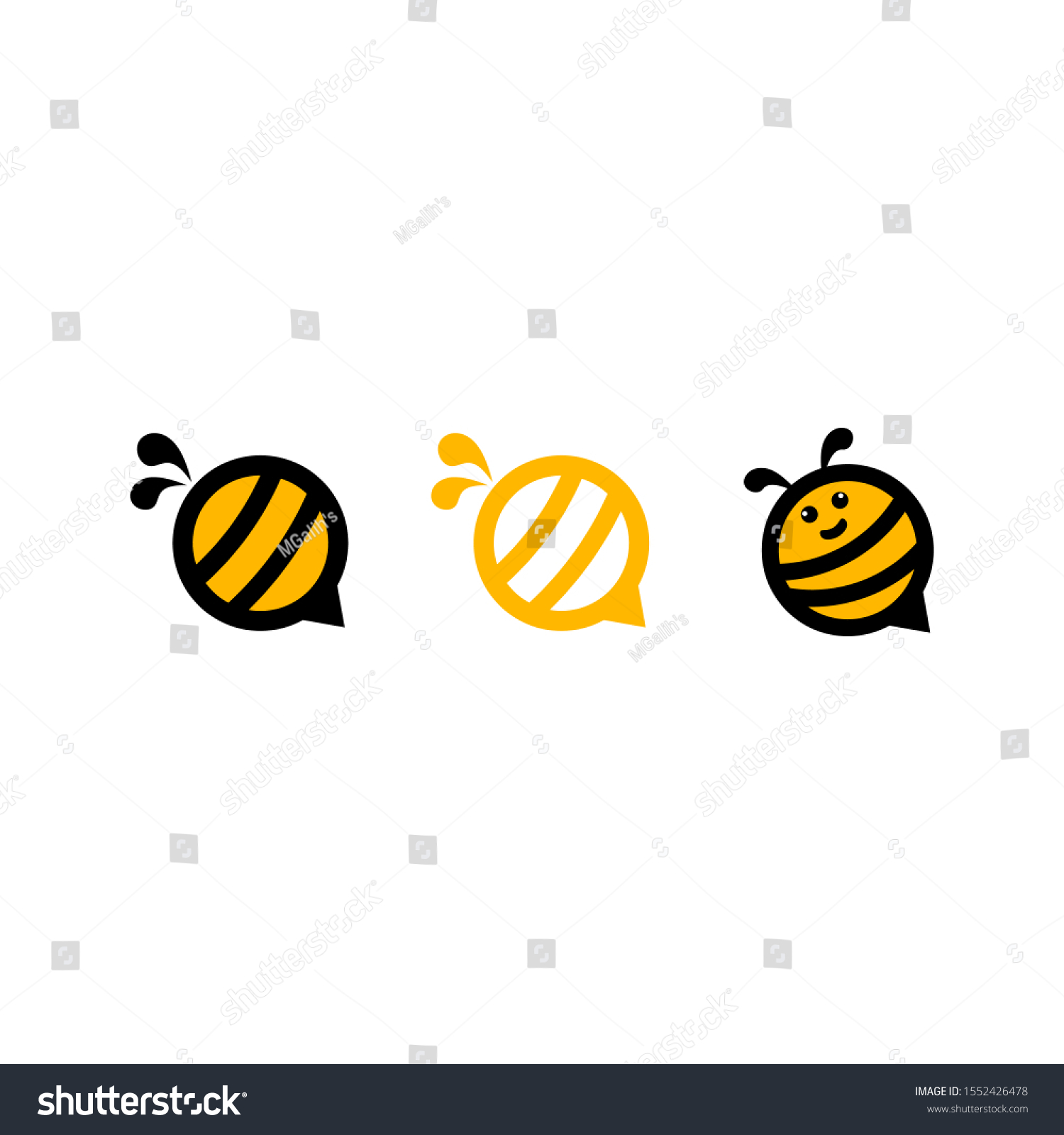 Cute Bee Chat Logo Design Stock Vector (Royalty Free) 1552426478 ...