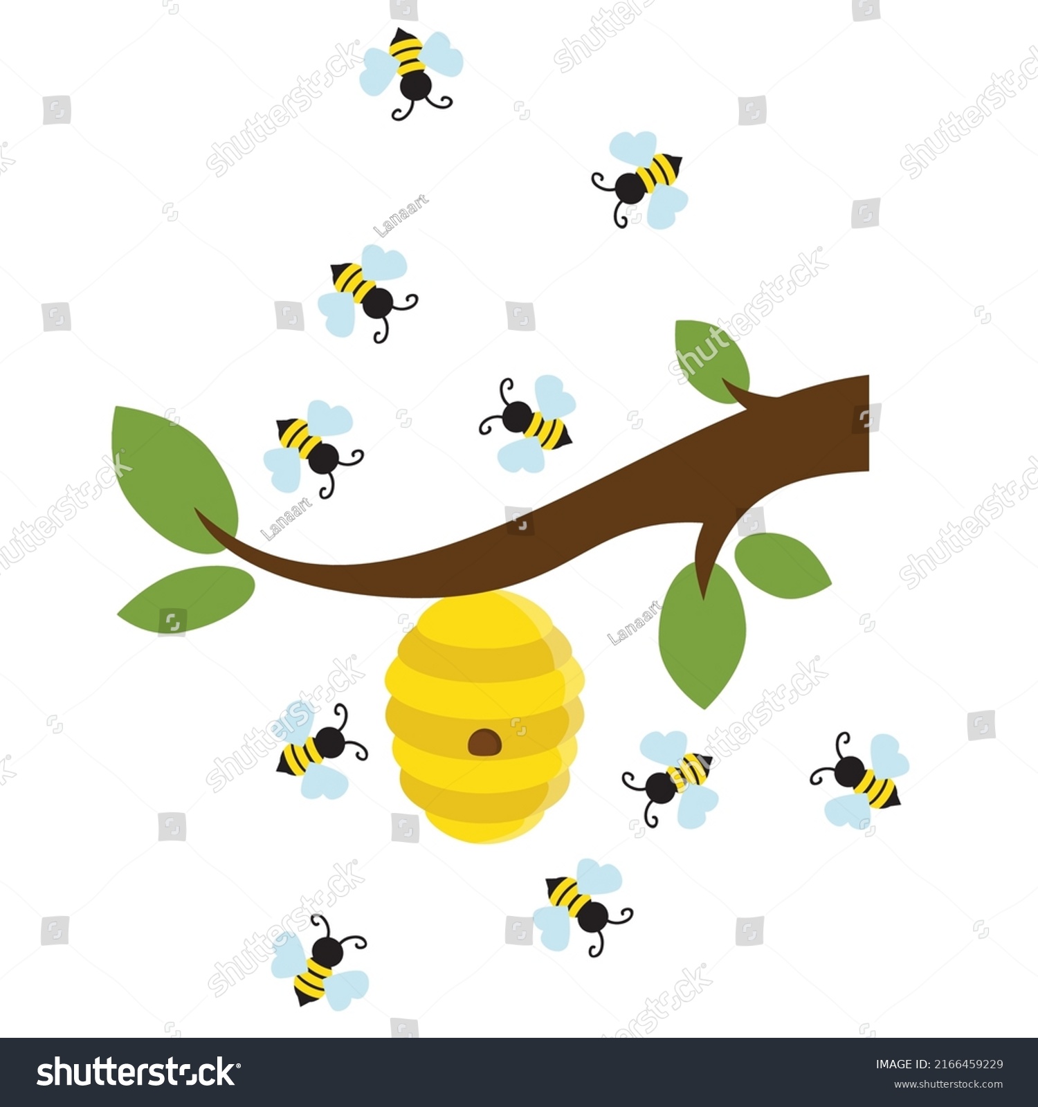 Cute Beehive Vector Cartoon Illudtration Stock Vector (Royalty Free ...