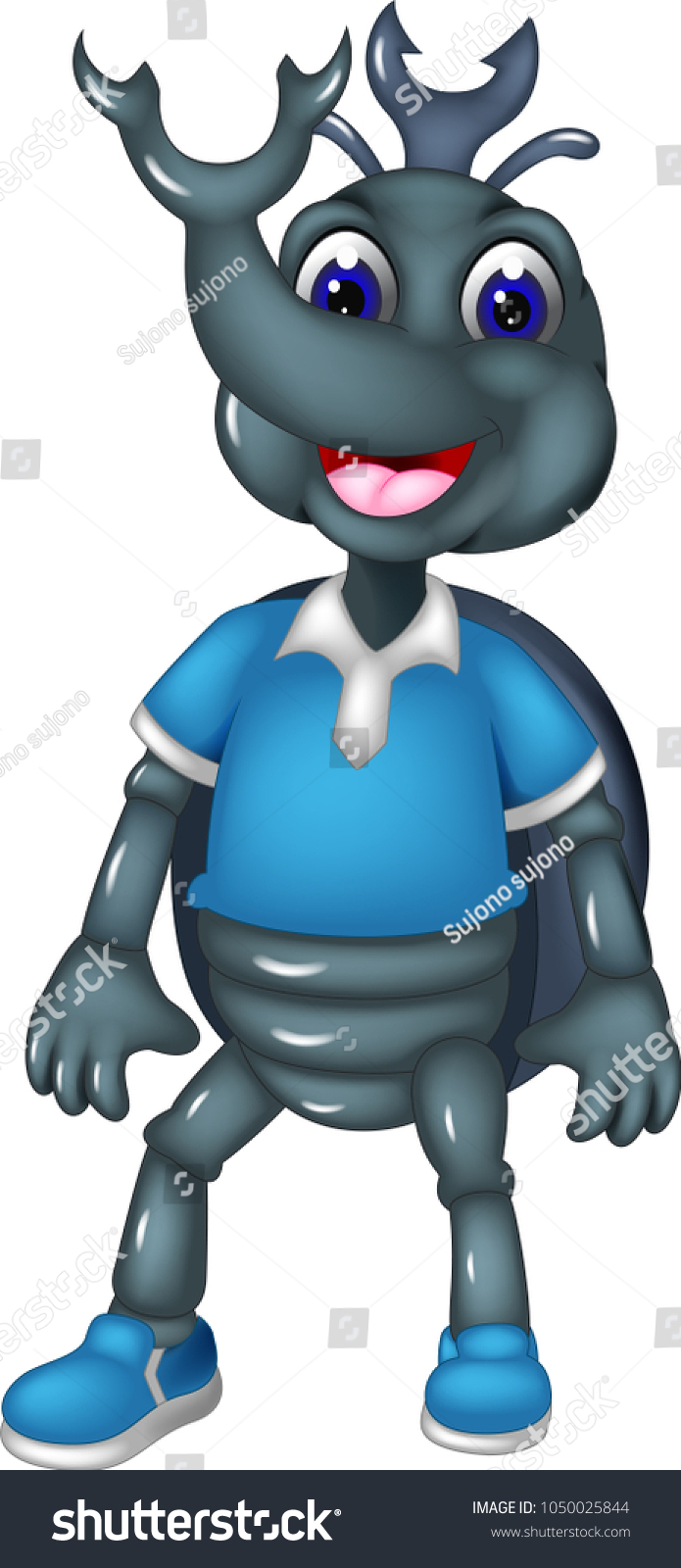 Cute Beetle Cartoon Standing Smiling Stock Vector (Royalty Free) 1050025844