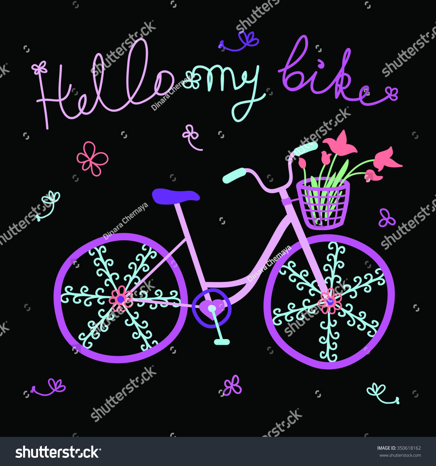 Cute Bike Vector Illustration: vector de stock (libre de regalías ...