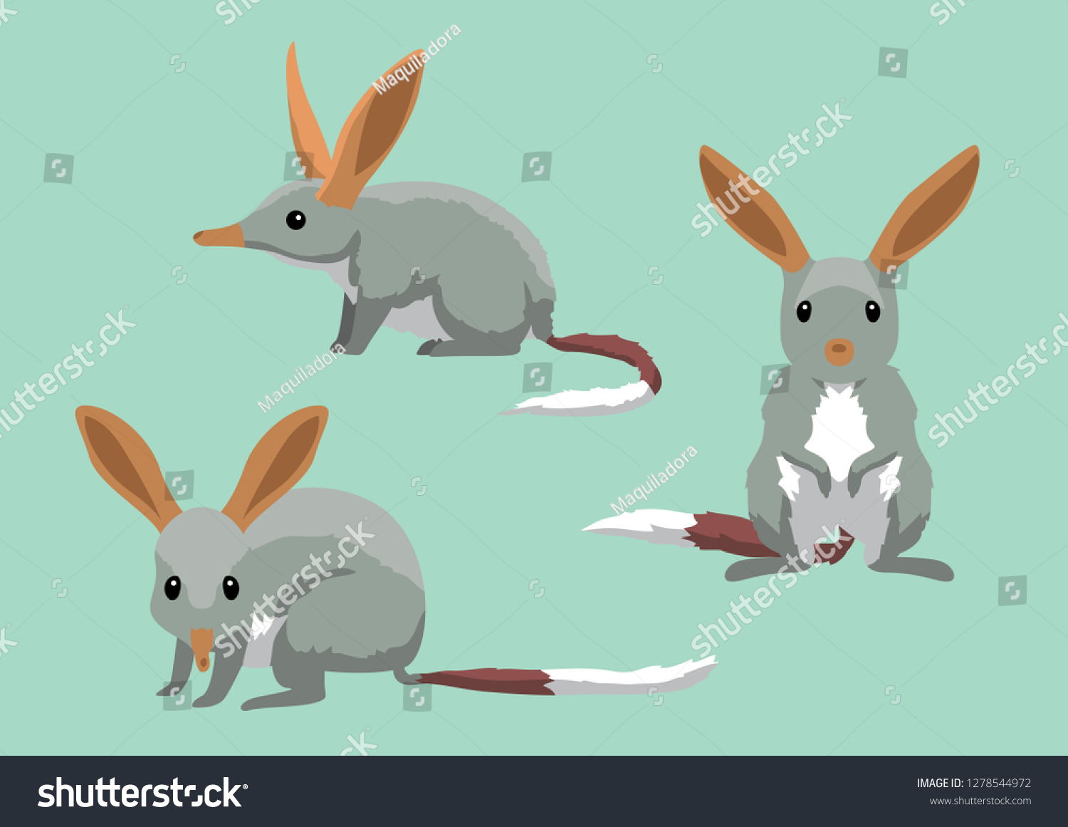 Cute Bilbies Cartoon Vector Illustration: เวกเตอร์สต็อก (ปลอดค่า ...