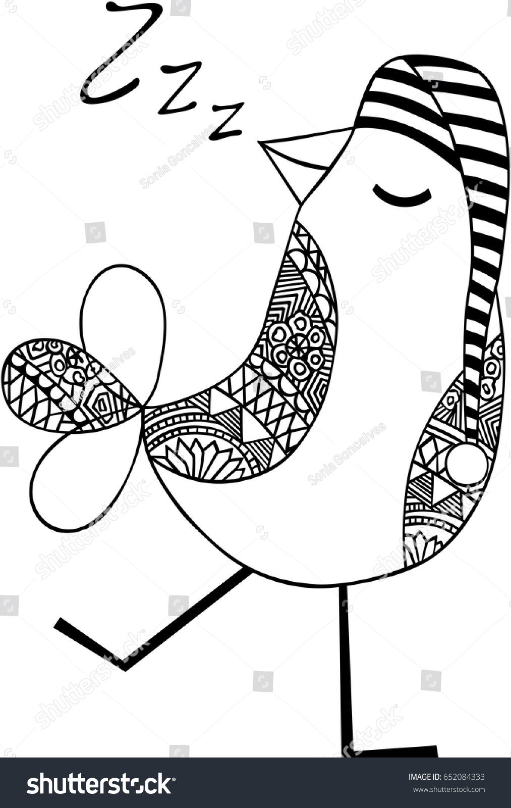 Cute Bird Sleeping Stock Vector (Royalty Free) 652084333