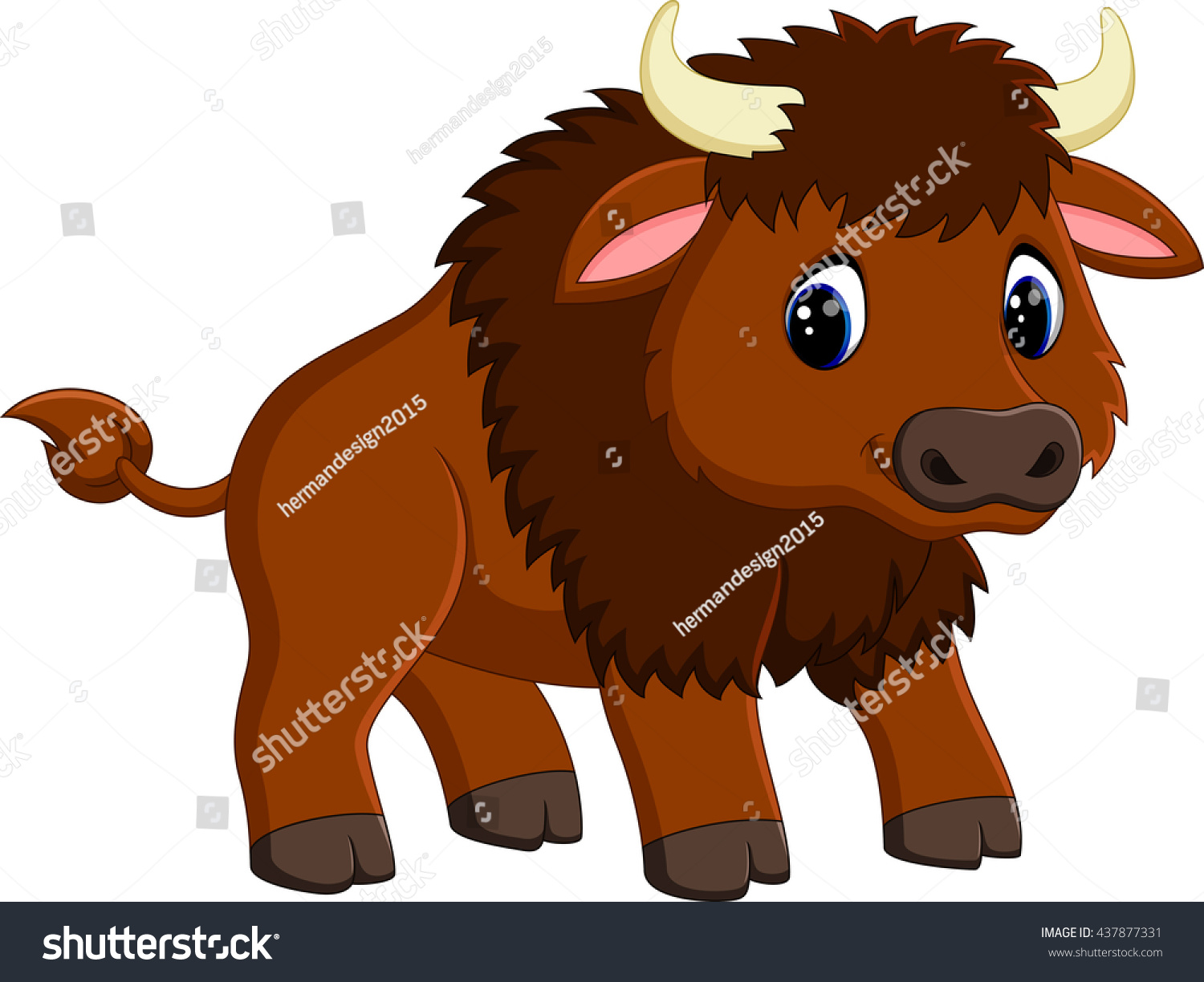 Cute Bison Cartoon Stock Vector 437877331 - Shutterstock
