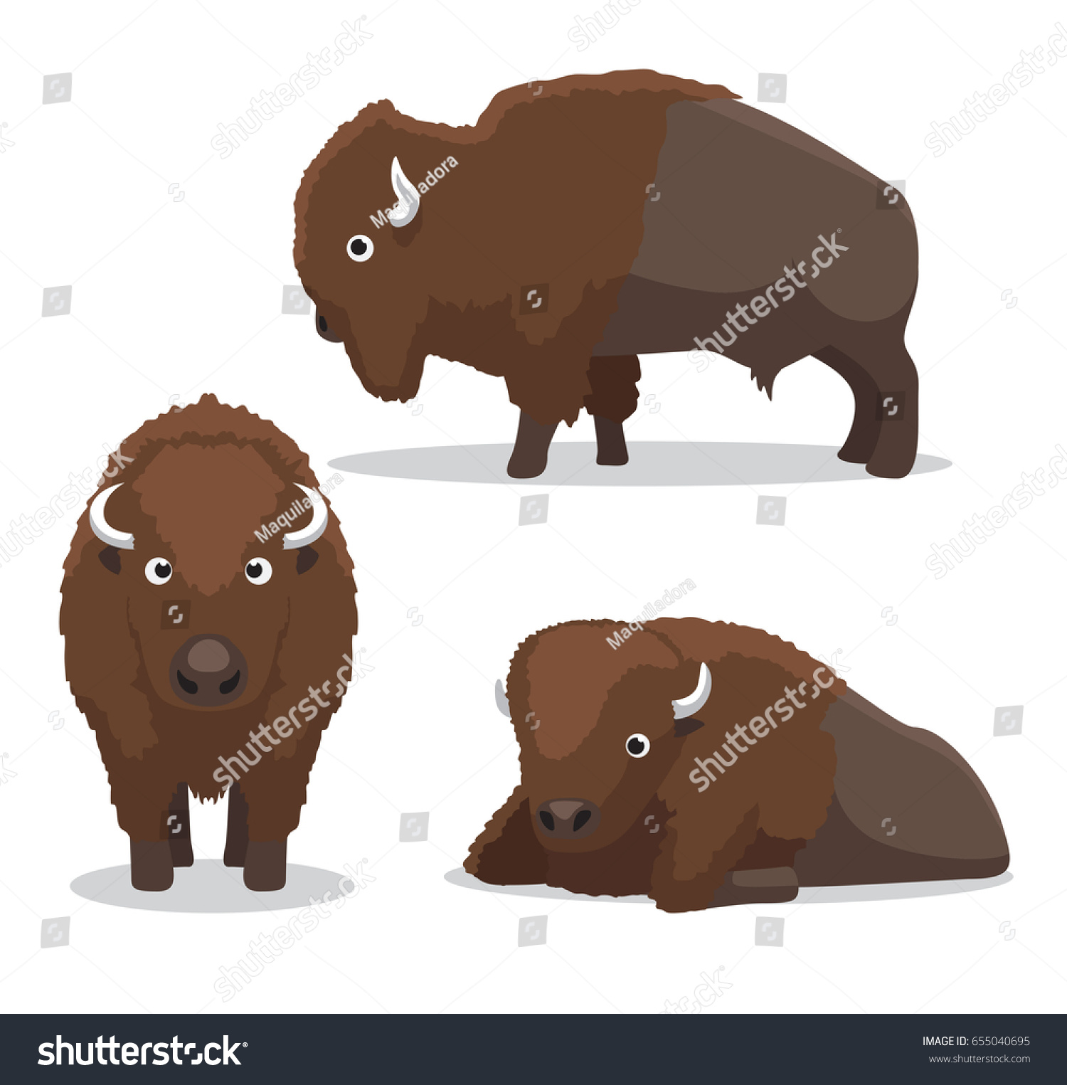 Cute Bison Cartoon Vector Illustration: เวกเตอร์สต็อก (ปลอดค่าลิขสิทธิ์ ...