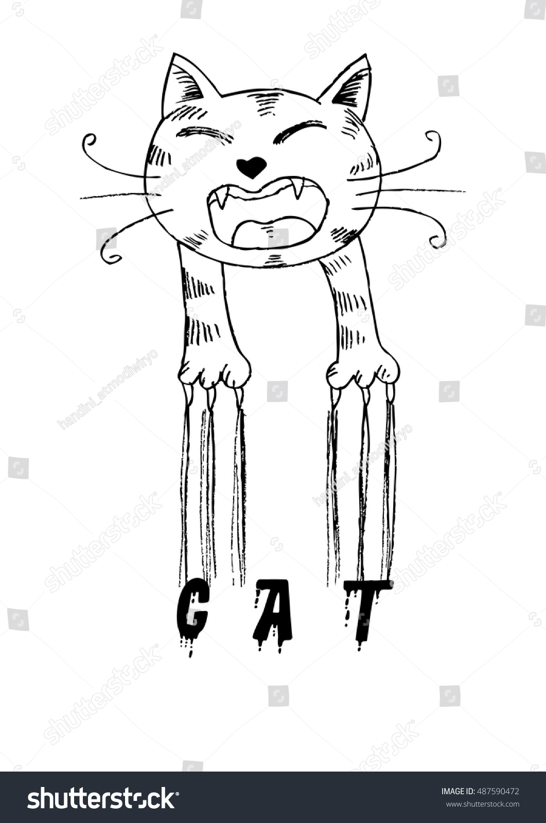 Cute Black Cat Text Cat Stock Vector (Royalty Free) 487590472