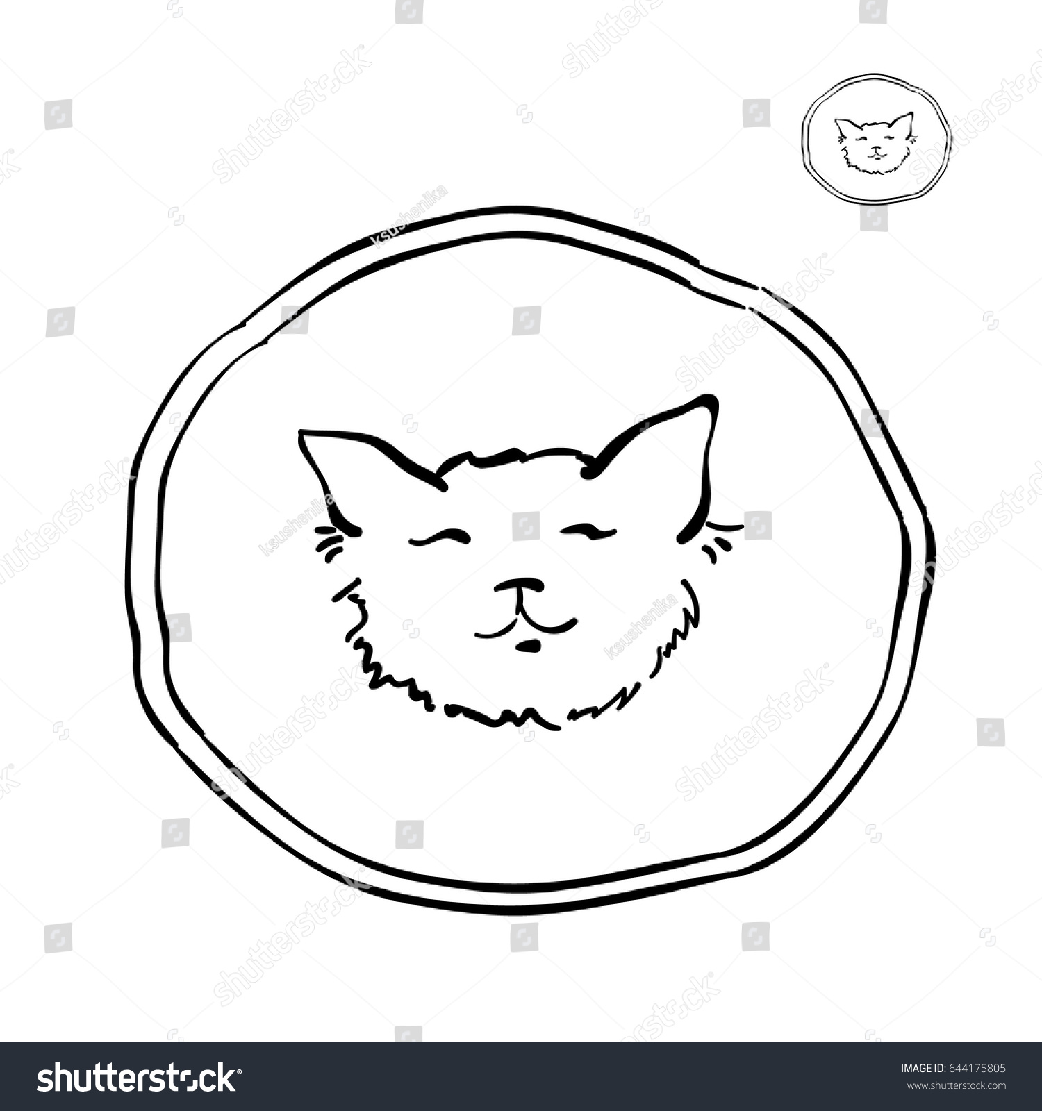 Cute Black Linear Cat Icon Stock Vector (Royalty Free) 644175805 ...