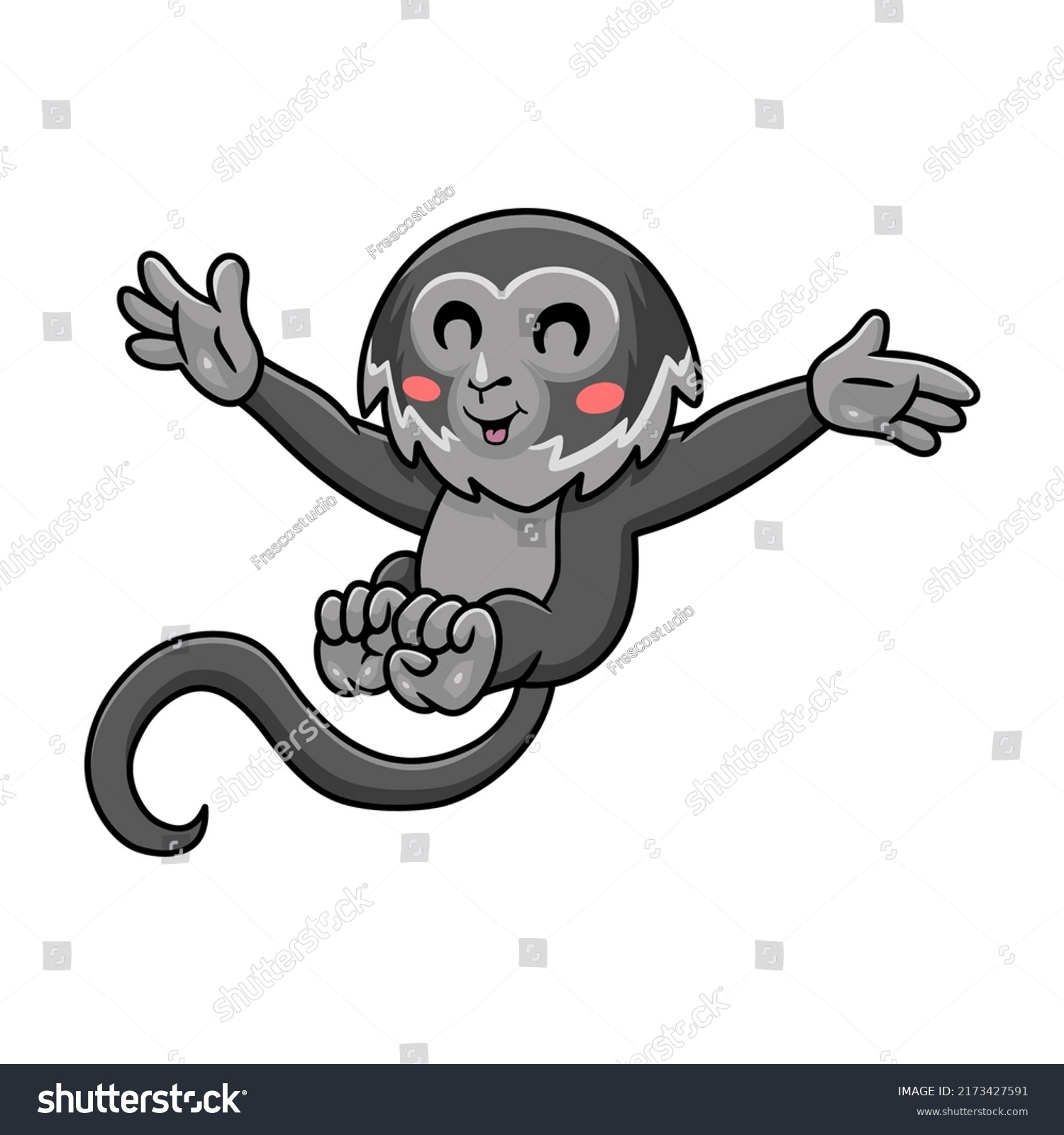 Cute Black Spider Monkey Cartoon Posing Stock Vector (Royalty Free ...