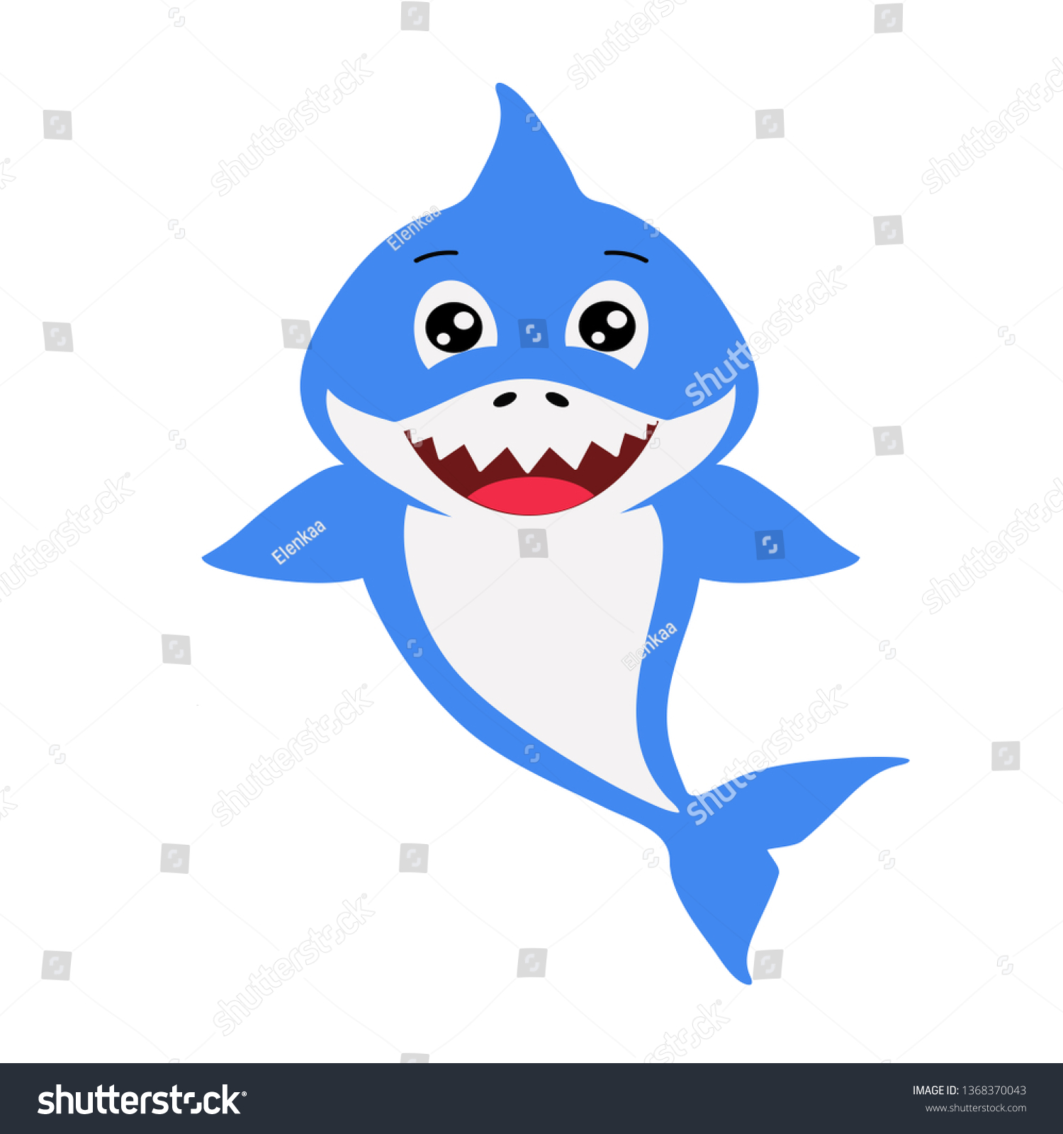Cute Blue Decorative Boy Shark Vector Stock Vector (Royalty Free ...