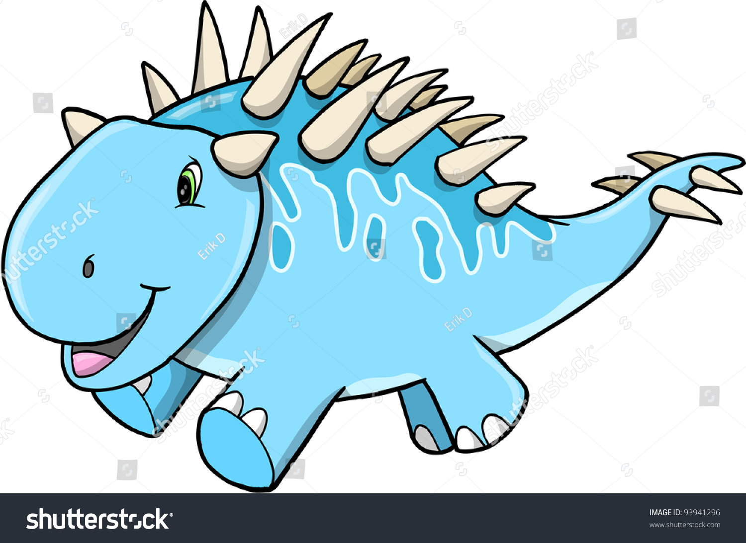 Cute Blue Dinosaur Vector Illustration: เวกเตอร์สต็อก (ปลอดค่าลิขสิทธิ์ ...