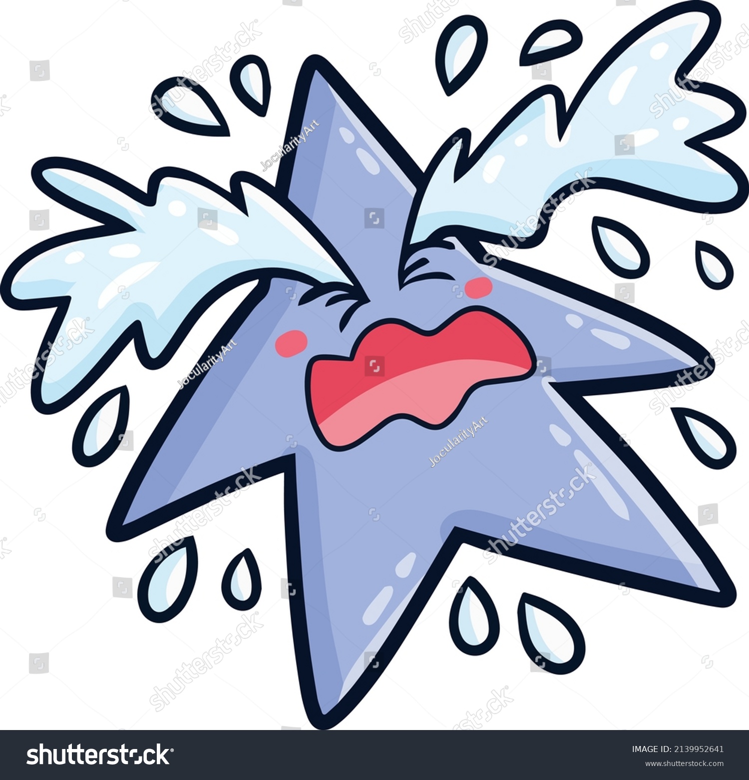 Cute Blue Star Crying Hard Stock Vector (Royalty Free) 2139952641 ...