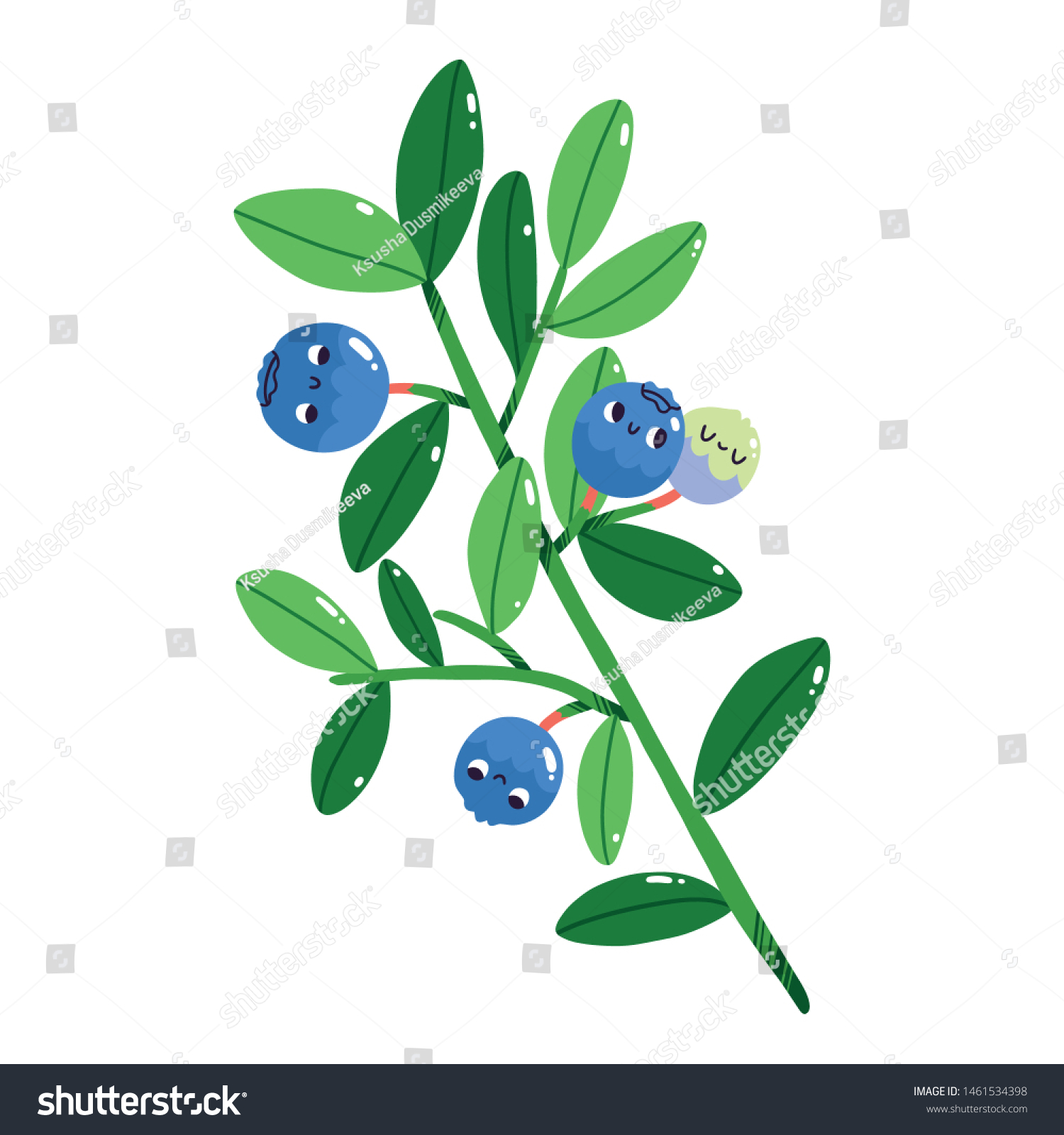 Cute Blueberry Characters Vector Illustration Stock Vector (Royalty ...