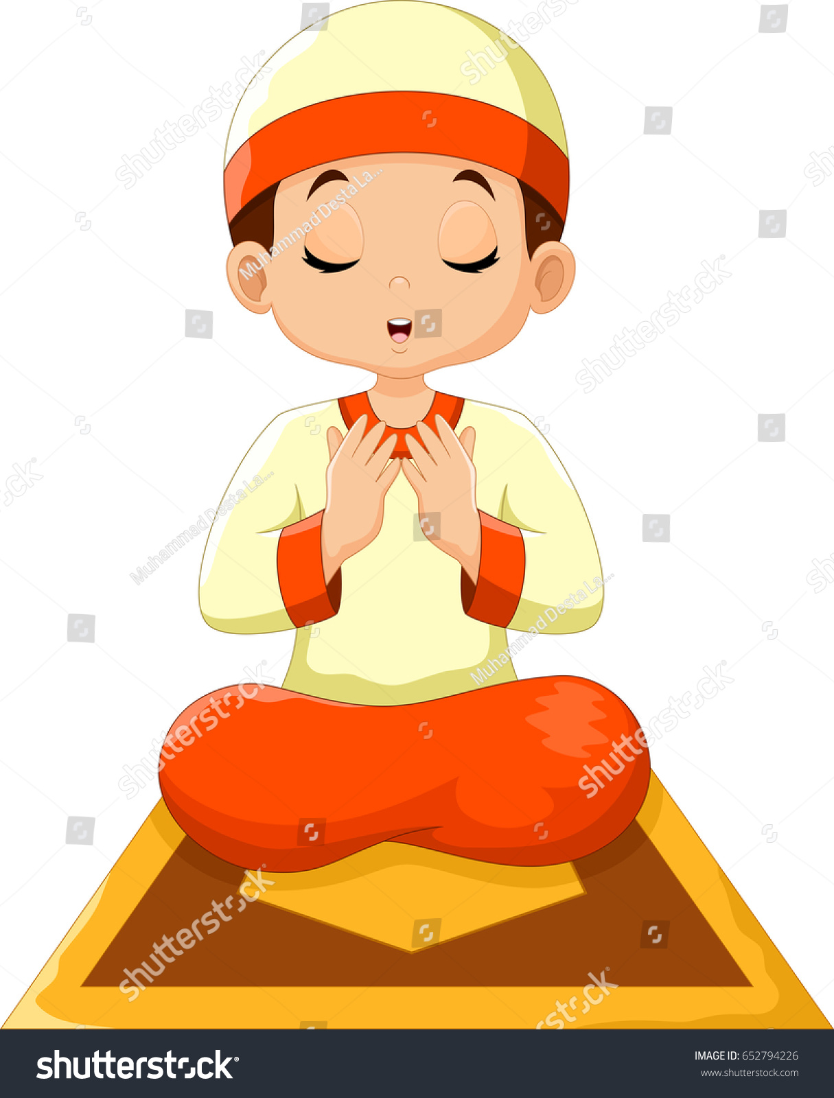Cute Boy Cartoon Praying Stock Vector (Royalty Free) 652794226