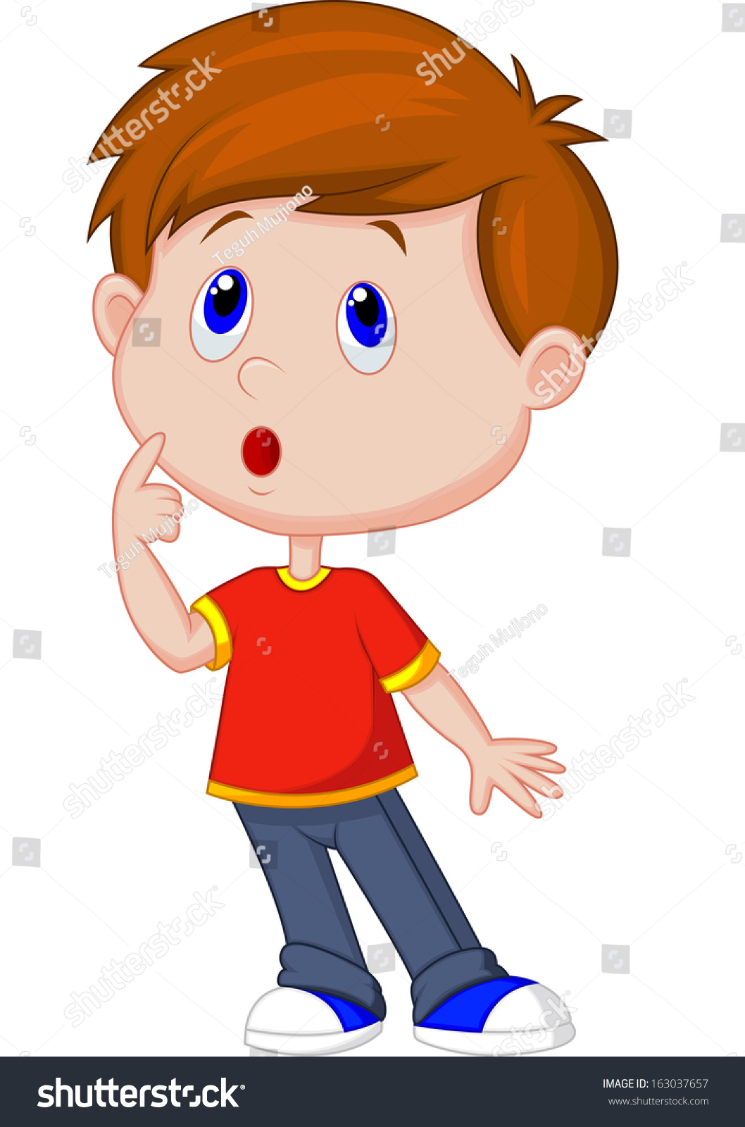 Cute Boy Cartoon Thinking Stock Vector (Royalty Free) 163037657 ...