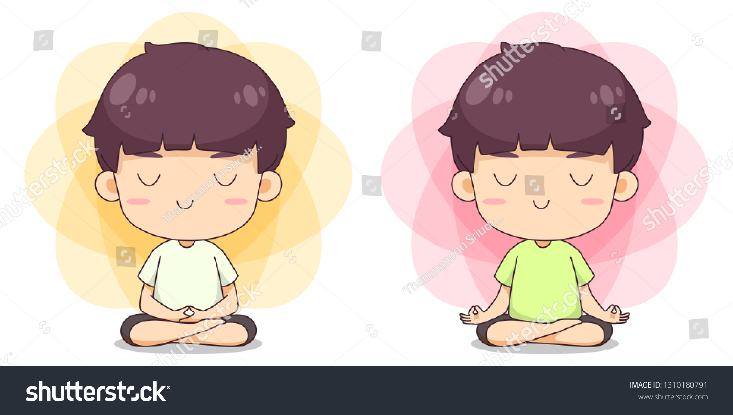 Cute Boy Do Meditation Pose Vector 库存矢量图（免版税）1310180791 | Shutterstock