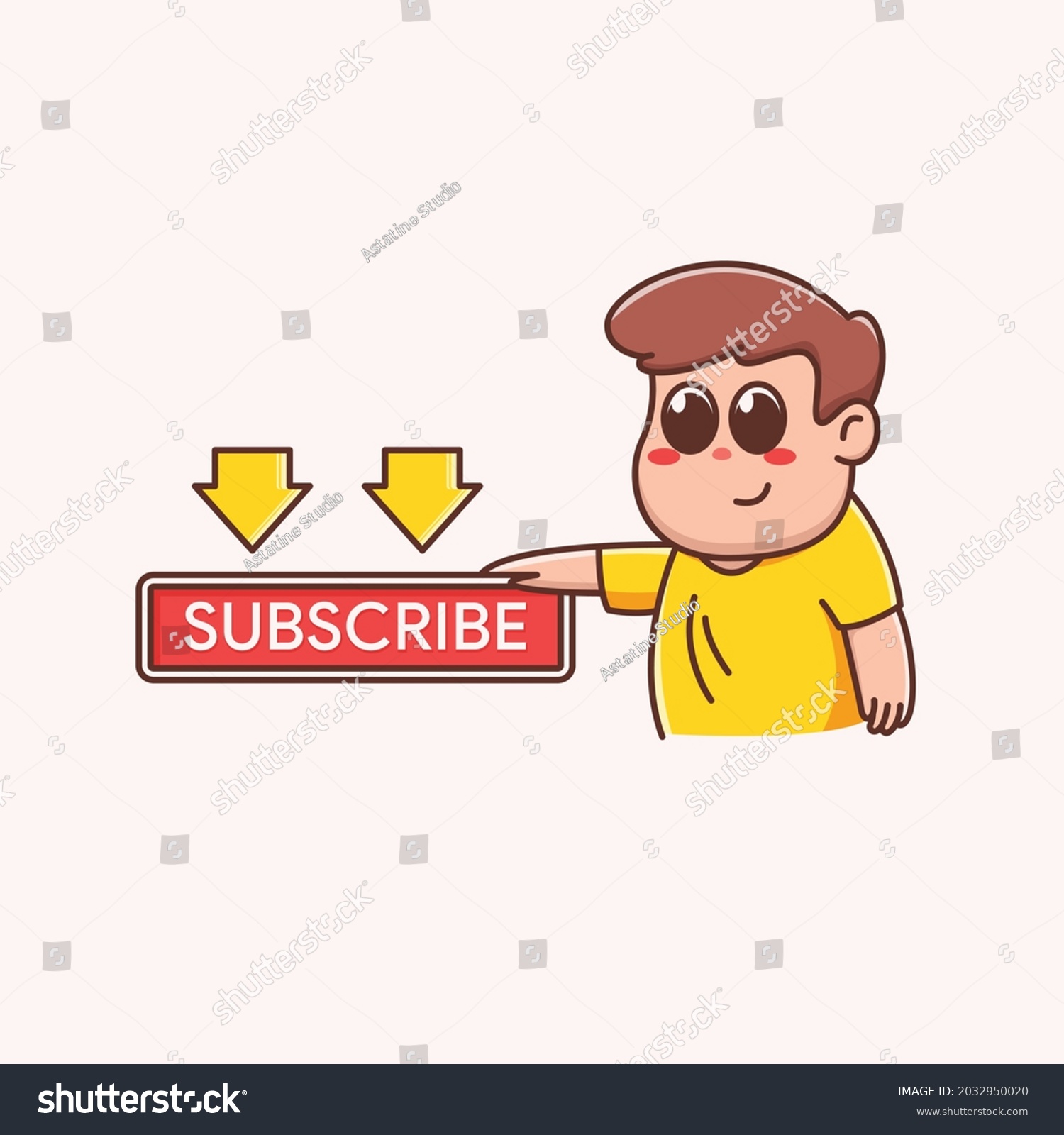 Cute Boy Illustration Subscribe Button Stock Vector (Royalty Free ...