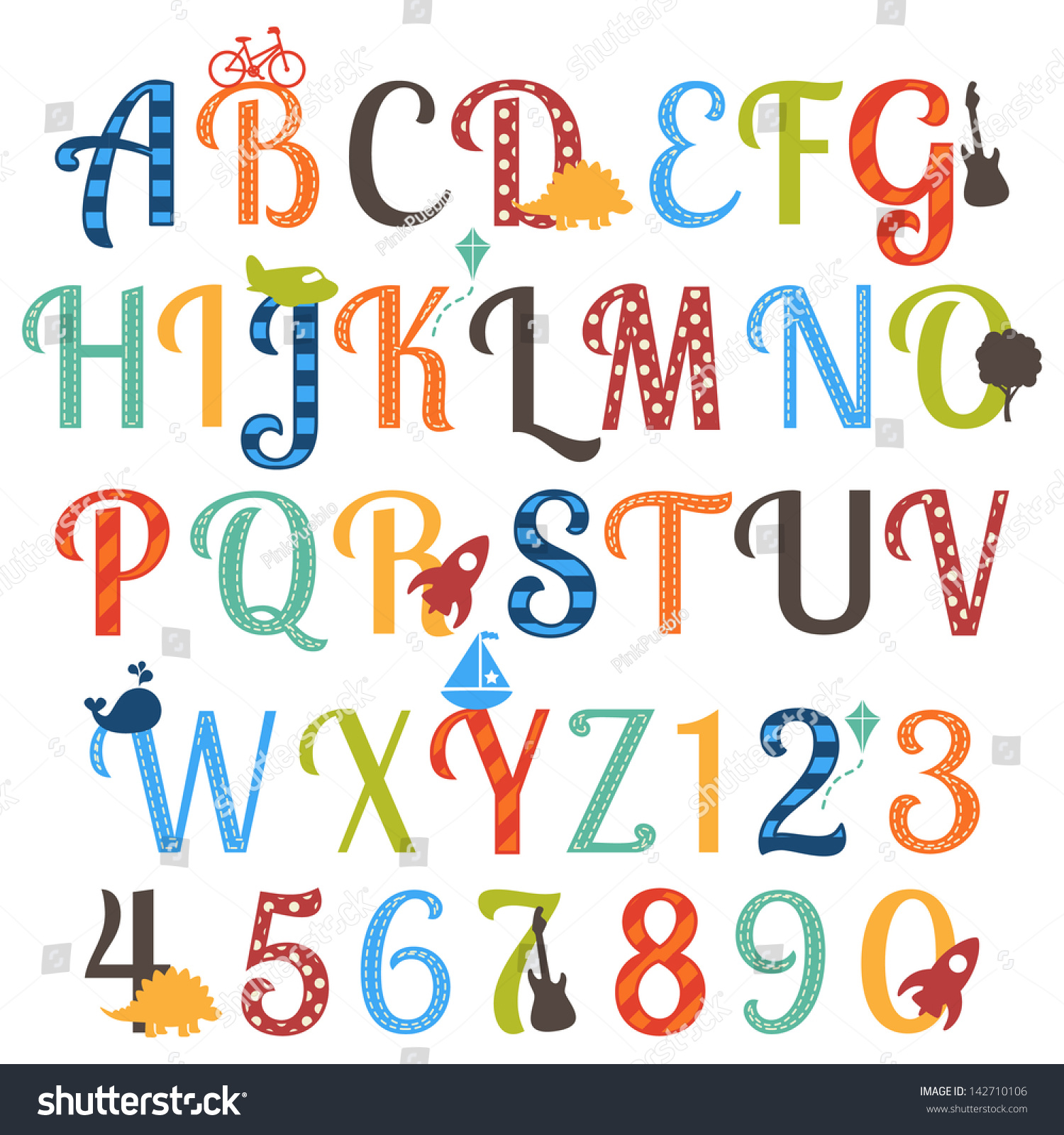 Cute Boy Themed Alphabet Vector Set: vector de stock (libre de regalías ...