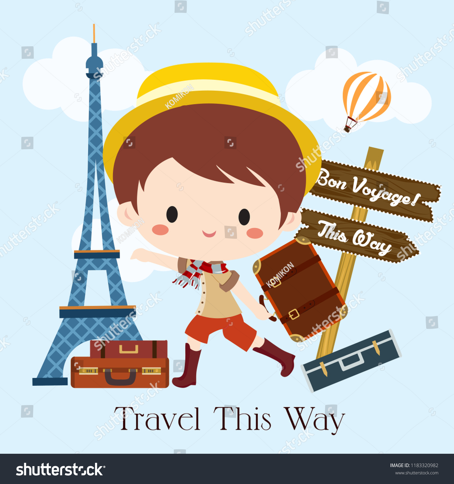 Cute Boy Traveler Stock Vector (Royalty Free) 1183320982 | Shutterstock